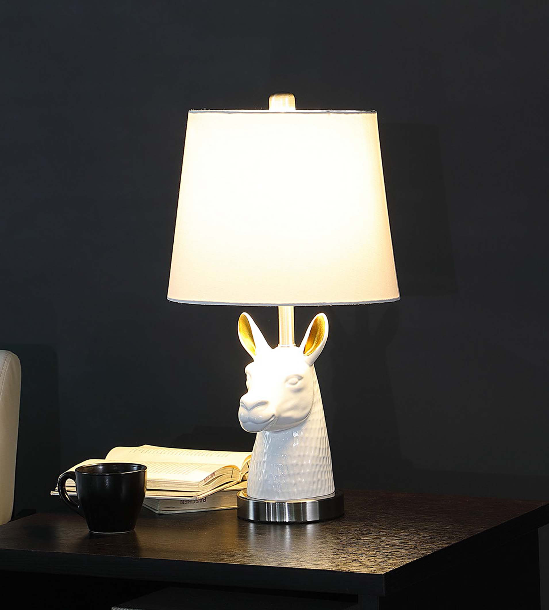 Ebern Designs 20.5" Patagonia White Llama Bust Resin Table Lamp ...