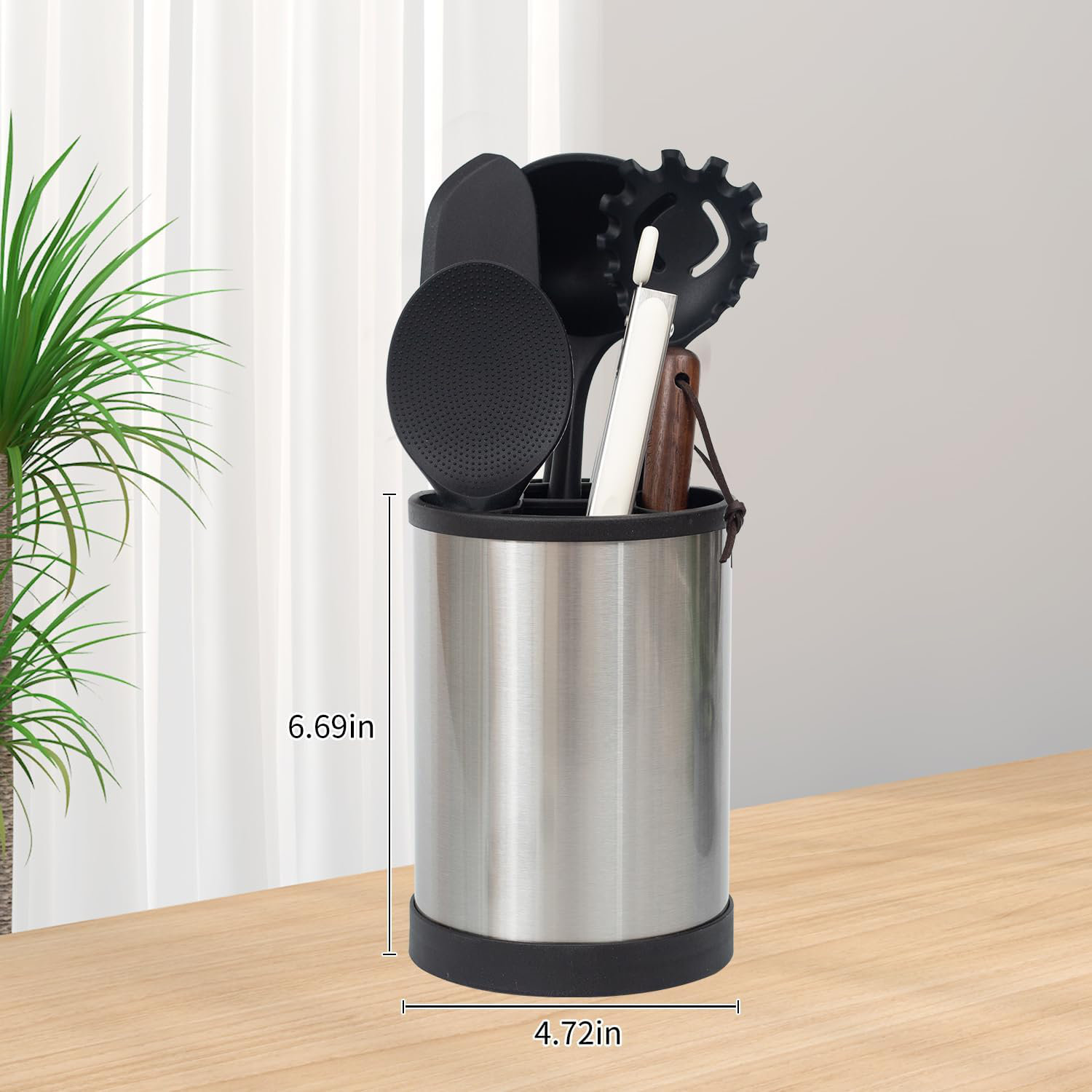 Brayden Studio Stainless Steel Kitchen Utensil Holder,360° Rotating ...