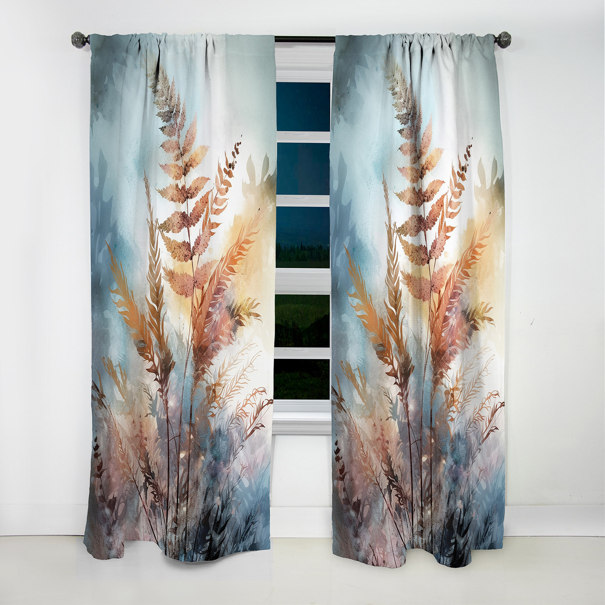 Hokku Designs Brown Fern Fantasia II - Ferns Curtain - Blackout Floral ...