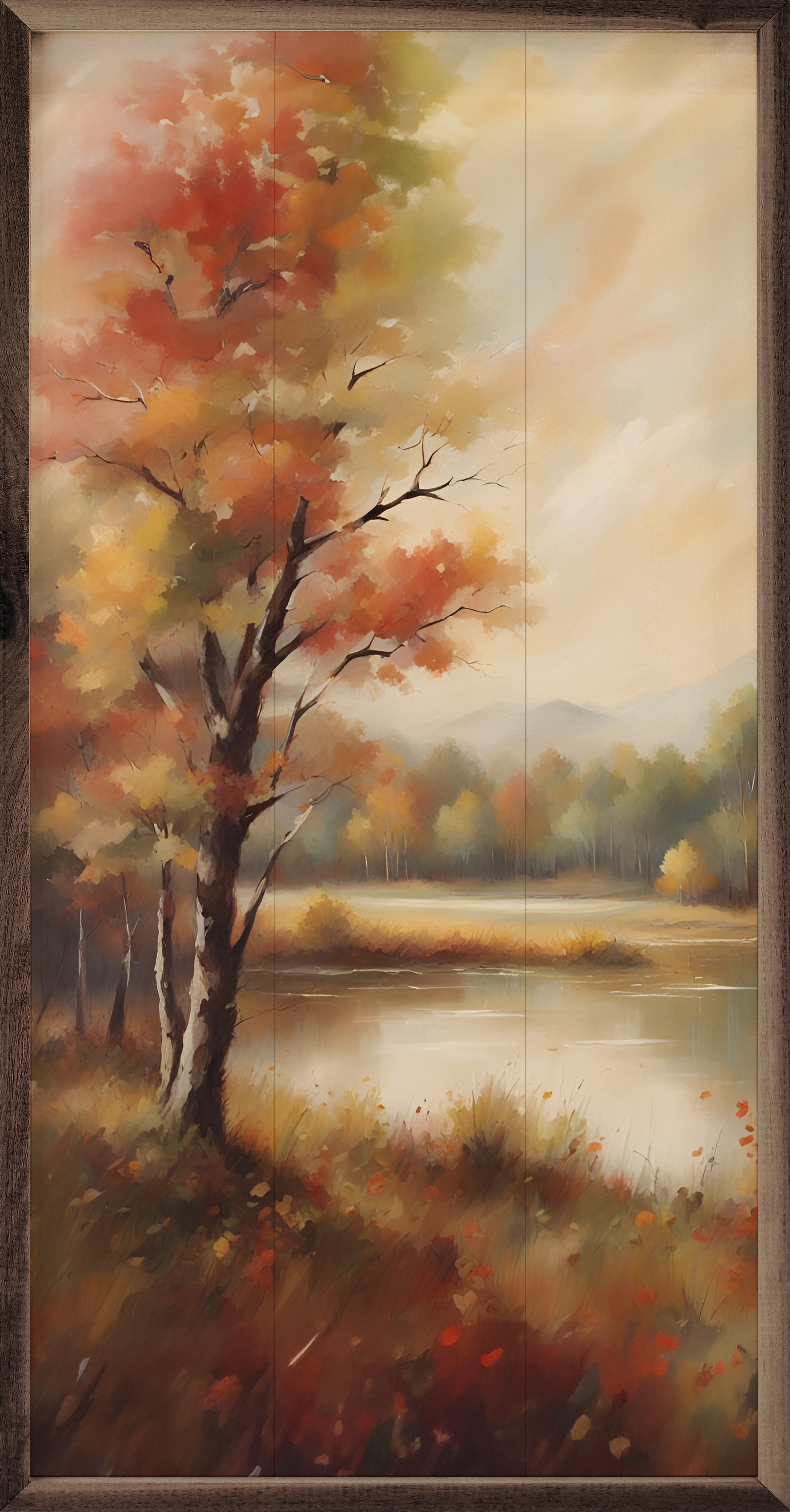 Winston Porter Autumn Trees Near Lake Framed On Wood | Wayfair