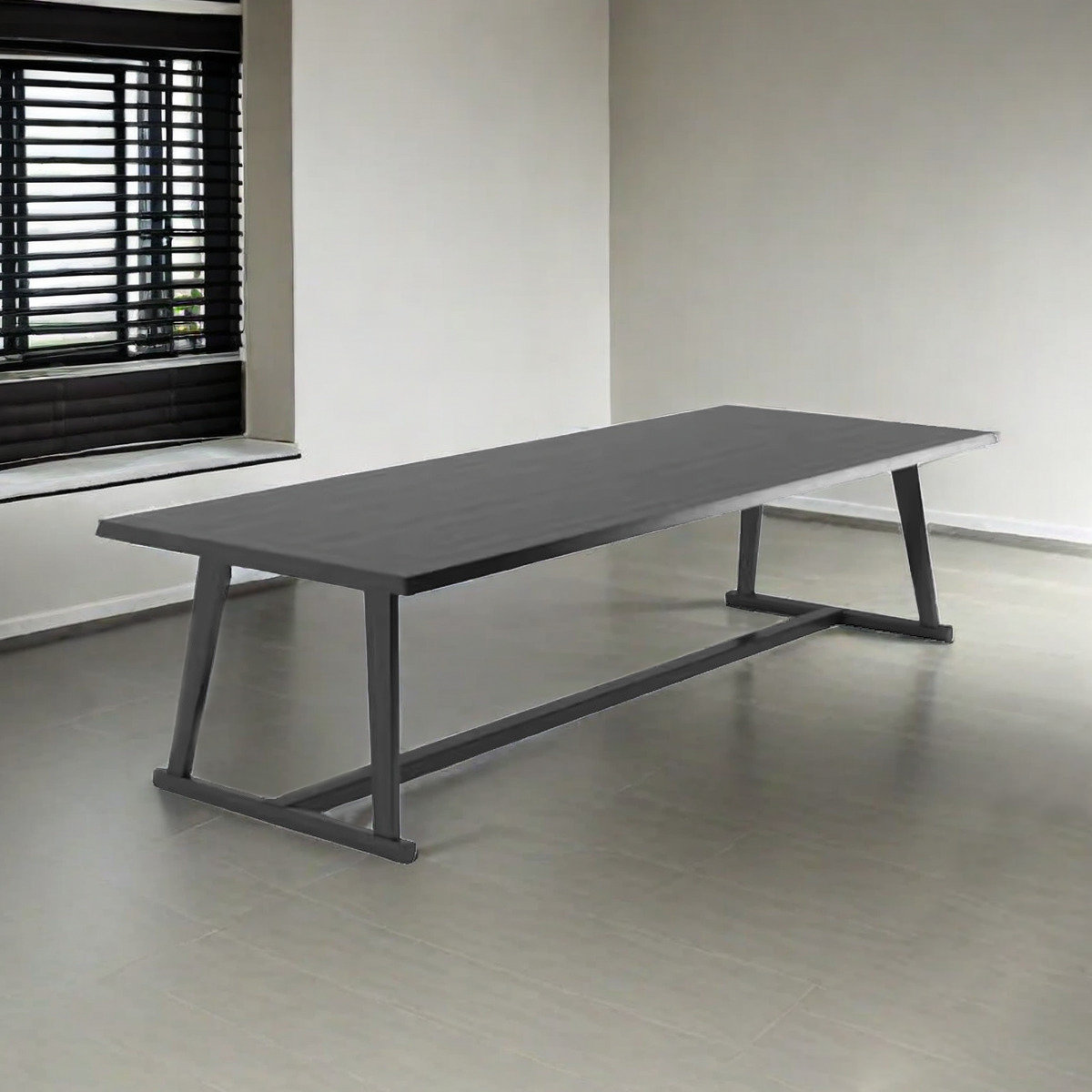 Stella Trek 94.49" Black Rectangular Solid Wood Dining Table | Wayfair