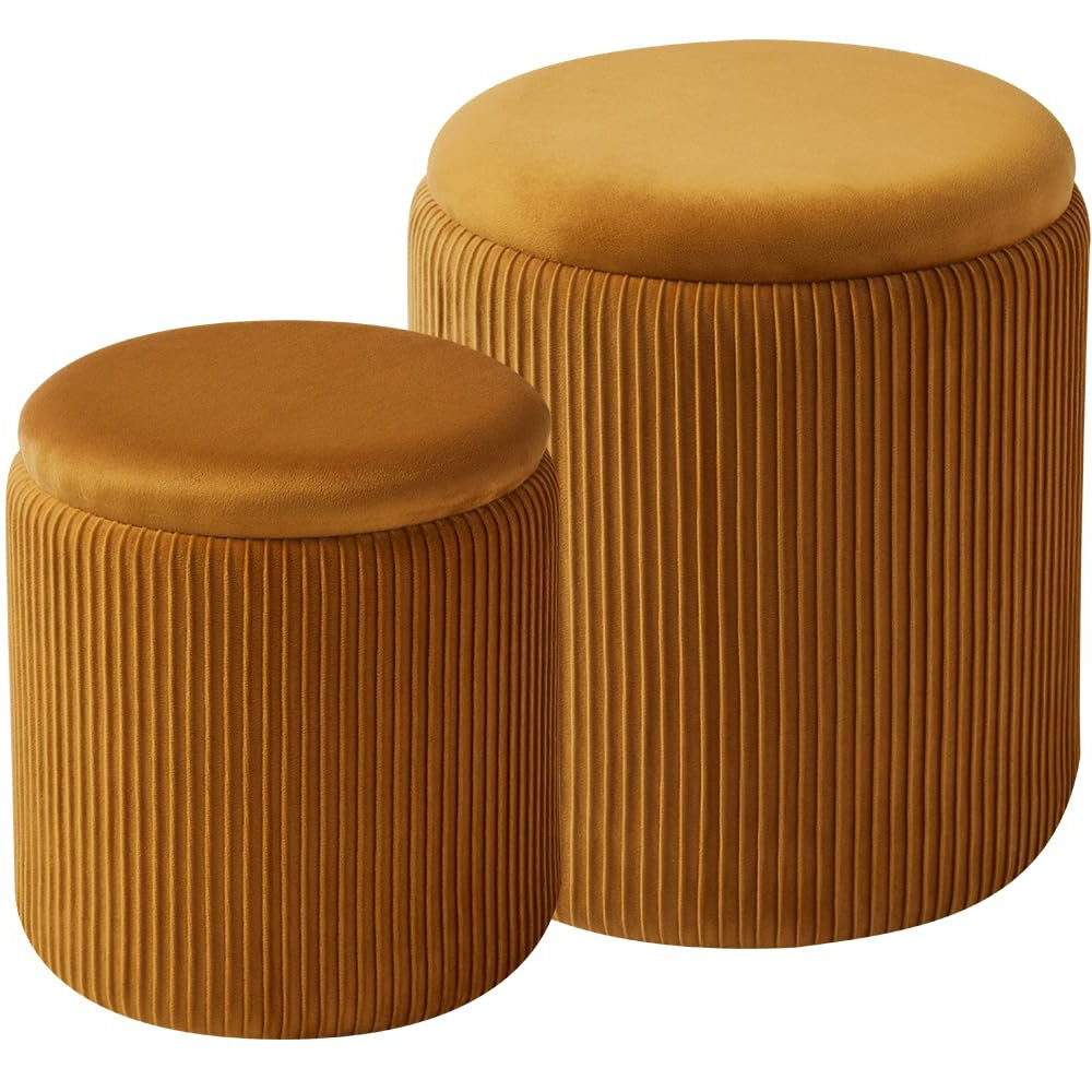 Everly Quinn Round Set of 2 Ottomans with Storage | Wayfair