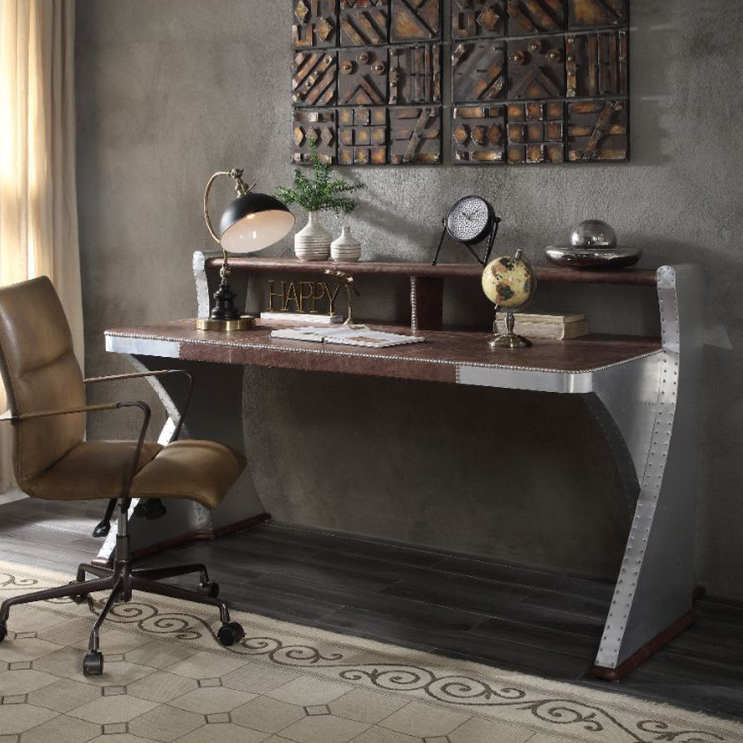 Mutsumi Home Studio Raulf Writing Desk W/ Nailhead Trim Sled Base | Wayfair