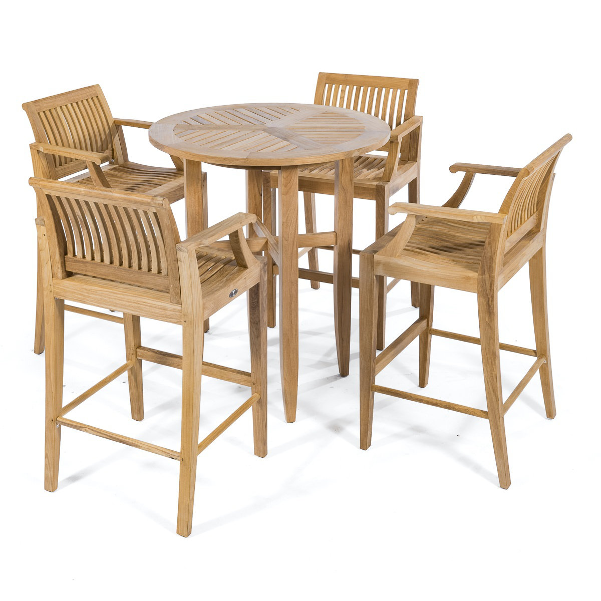 Westminster Teak Laguna Round 4 - Person 36'' L Teak Outdoor Restaurant ...