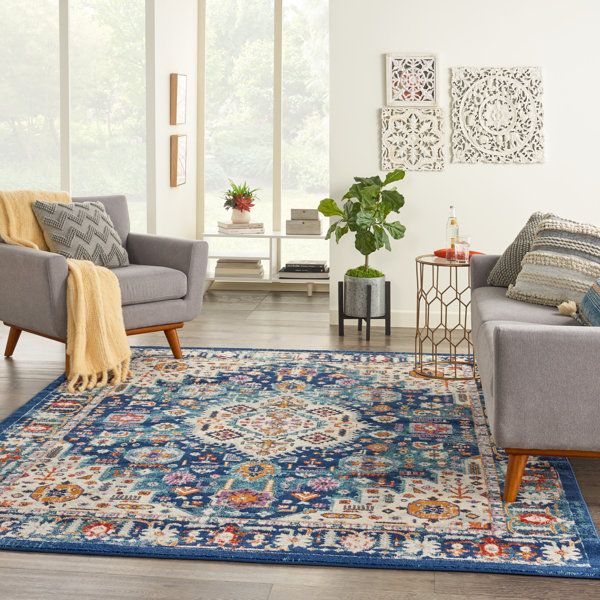 Langley Street Verda Oriental Blue/Ivory/Orange Area Rug & Reviews ...