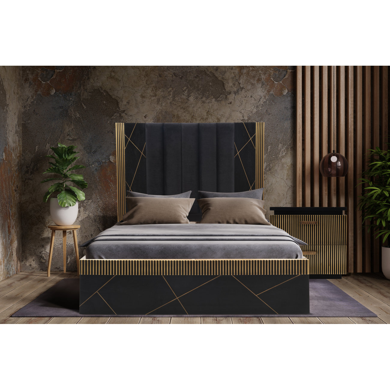 GZMWON Allure Bed Made With Mango Wood And Finished With Brass Metal ...