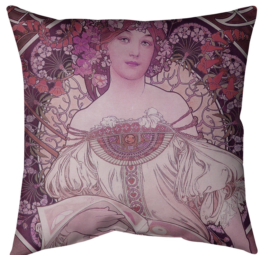 ArtVerse Alphonse Mucha Lady Reading Euro Pillow Cover | Wayfair