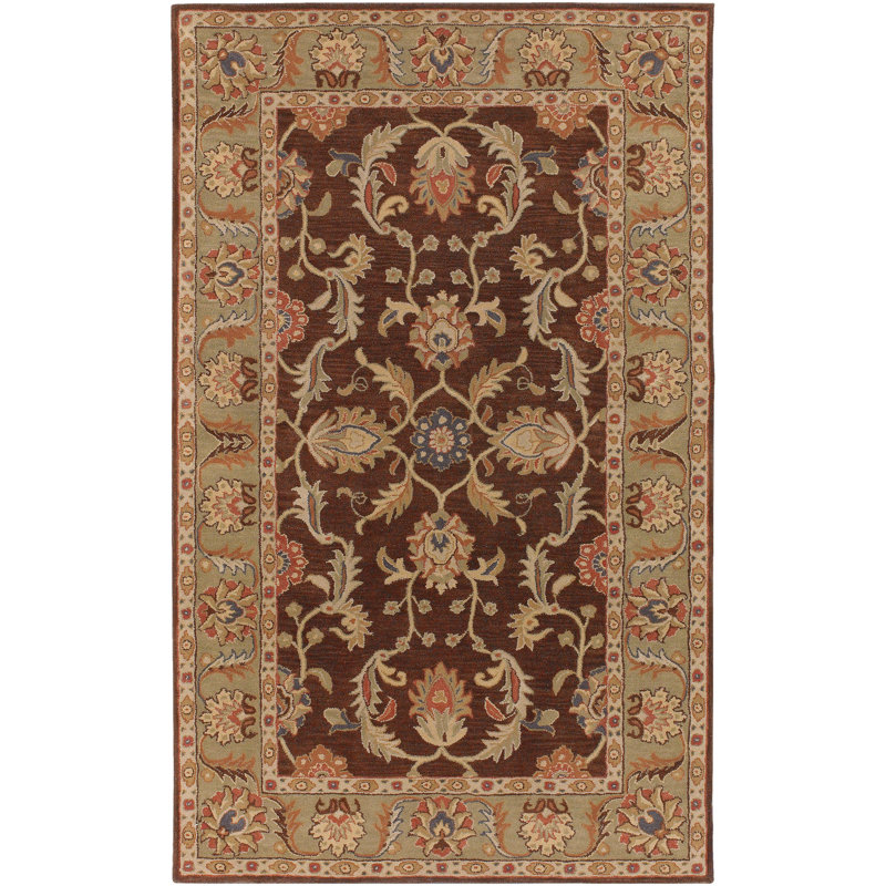 Charlton Home® Waterston Oriental Handmade Tufted Wool Dark Brown/Camel ...