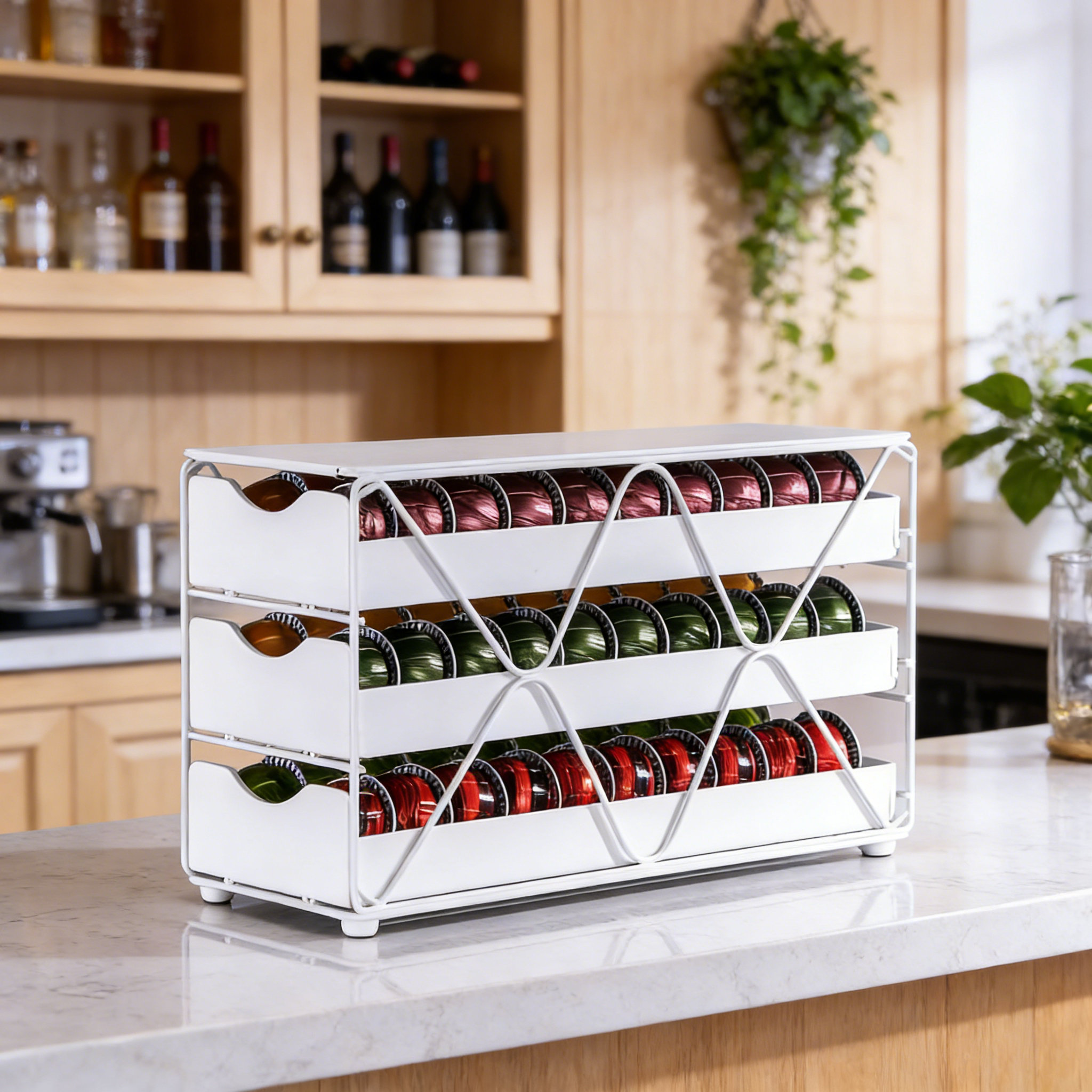 CQSXYF Pod Holder Drawer, 3-Tier Metal Coffee Capsule Organizer With ...