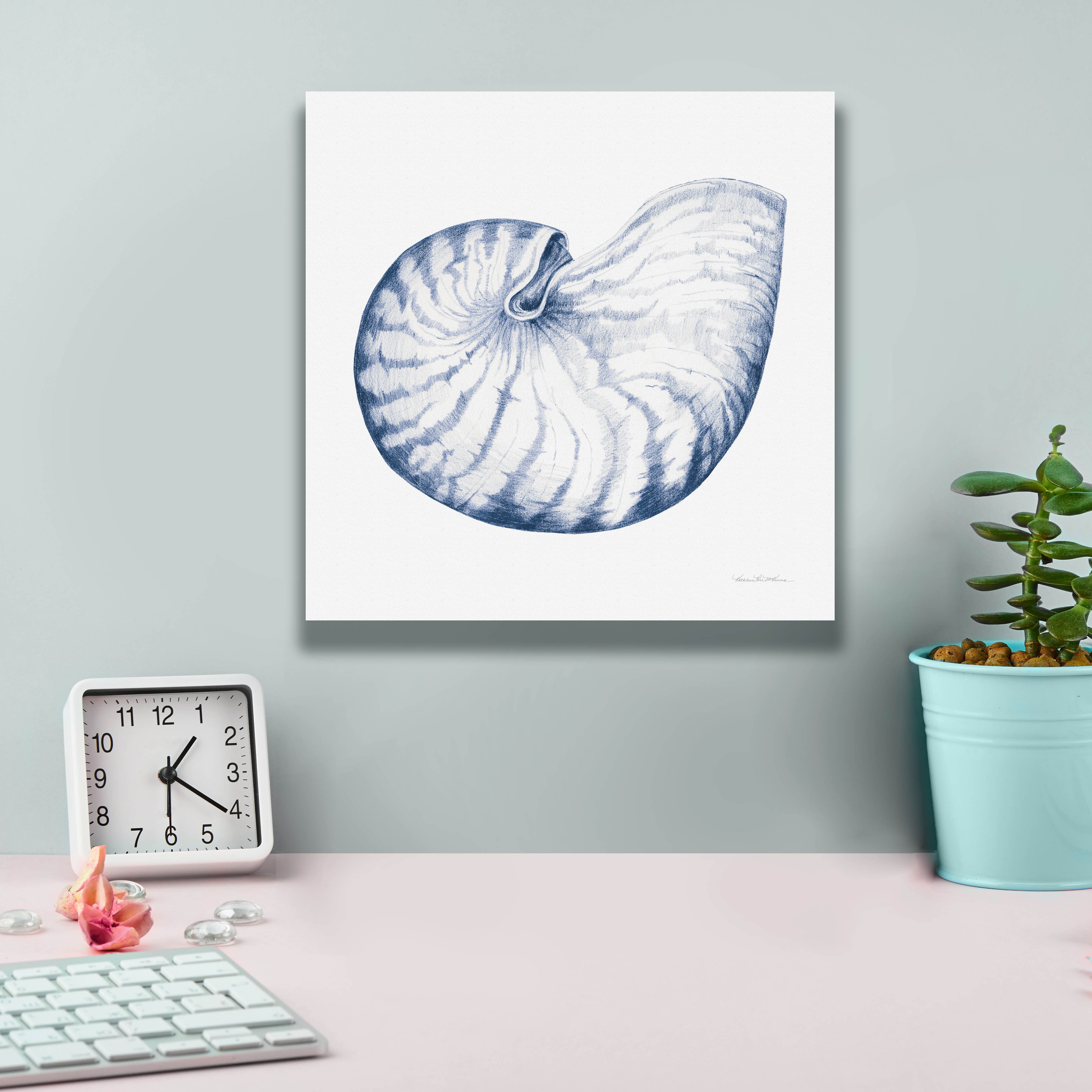 Epic Graffiti 'Shells 1 Blue And White' by Kathleen Parr Canvas Wall ...