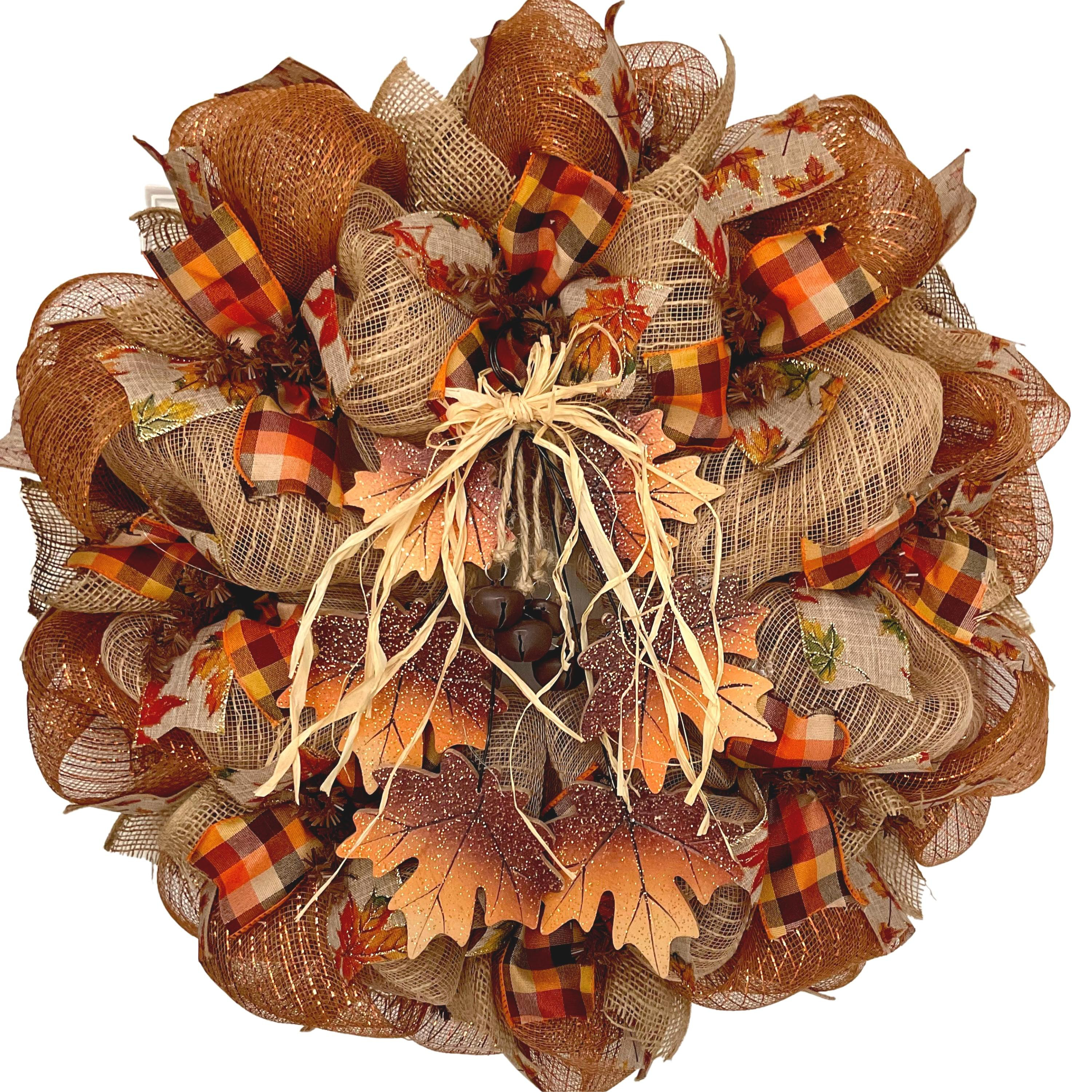 Rosalind Wheeler Autumn Wreath Dangling Maple Leaves | Wayfair