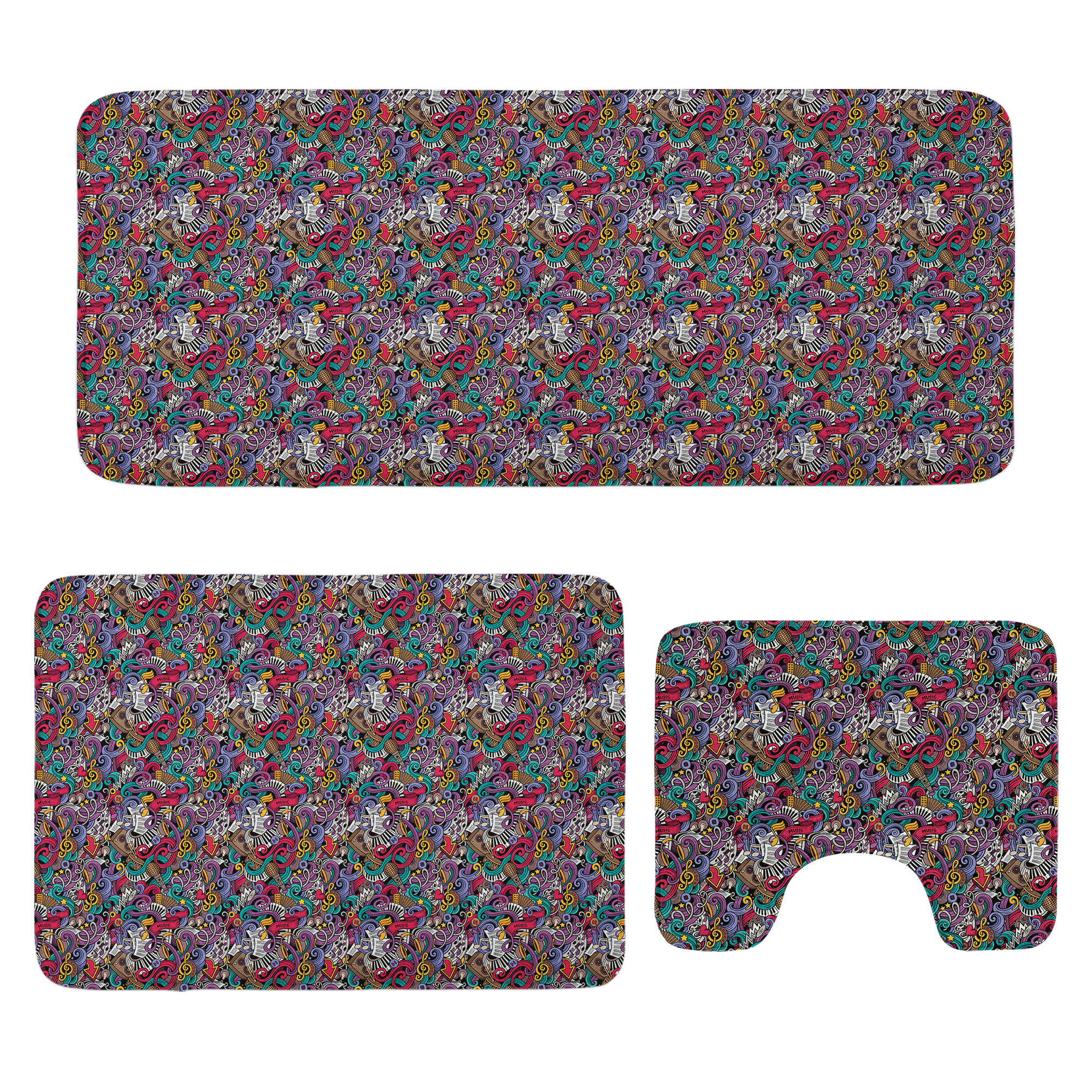 East Urban Home Hipster Bathroom Rug Set 3 Pieces U-Shape & Rectangle ...