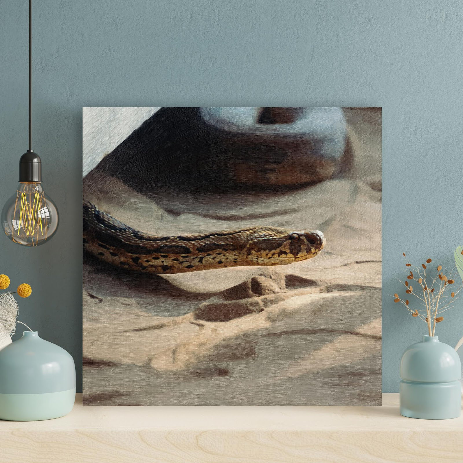 Latitude Run® Brown Snake Crawling In The Sand - Wrapped Canvas ...