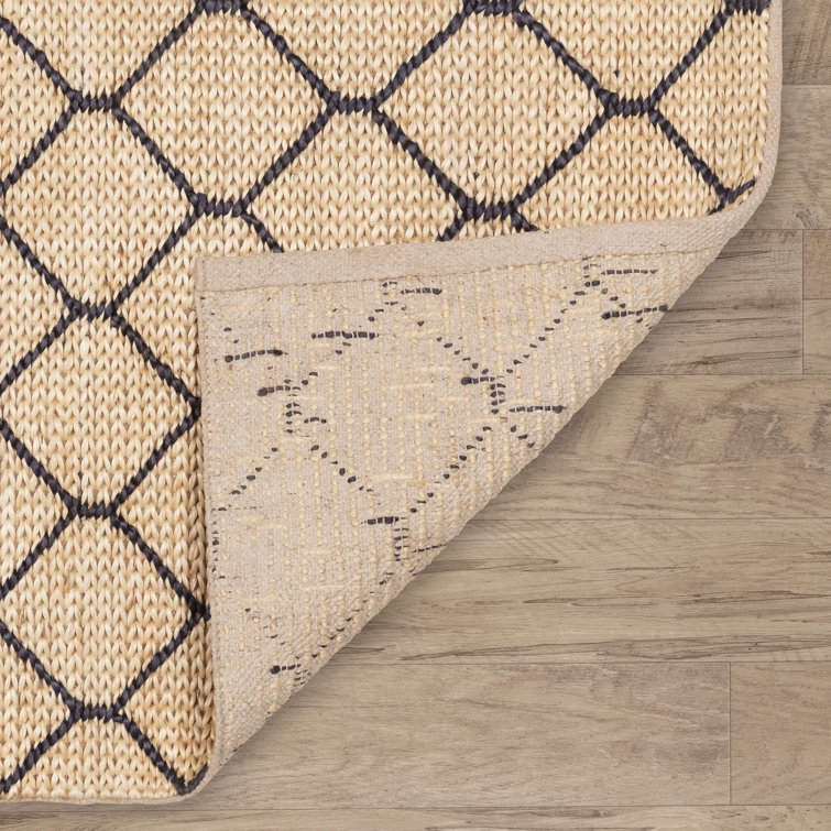 Tiles Navy Handwoven Jute Rug | Birch Lane