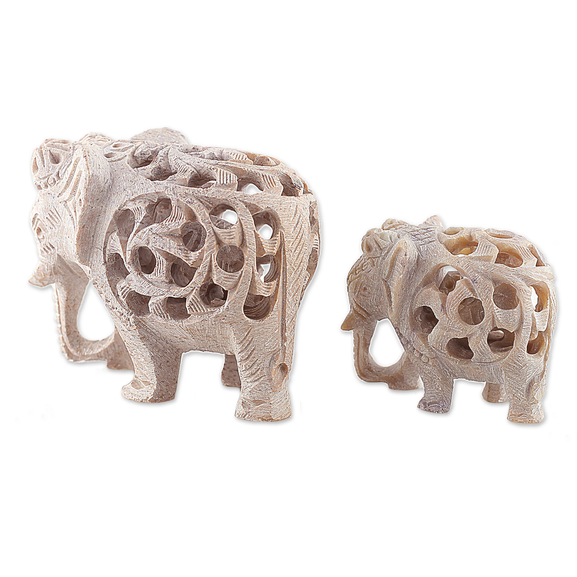 Dakota Fields Handmade Elephant Bonds Soapstone Sculptures (Set Of 2 ...