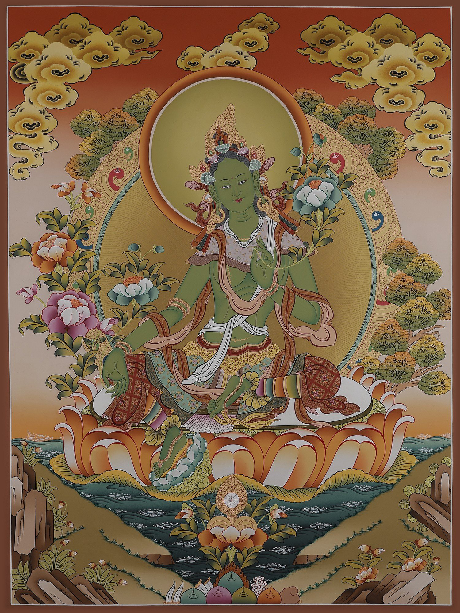 Exotic India Kamalasana Goddess Green Tara - Tibetan Buddhist | Pure 24 ...