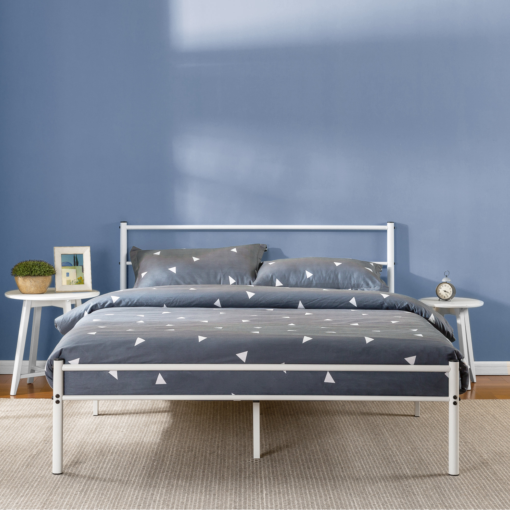 Hykkon Otelia Premium Steel Bed Frame With Headboard & Reviews ...