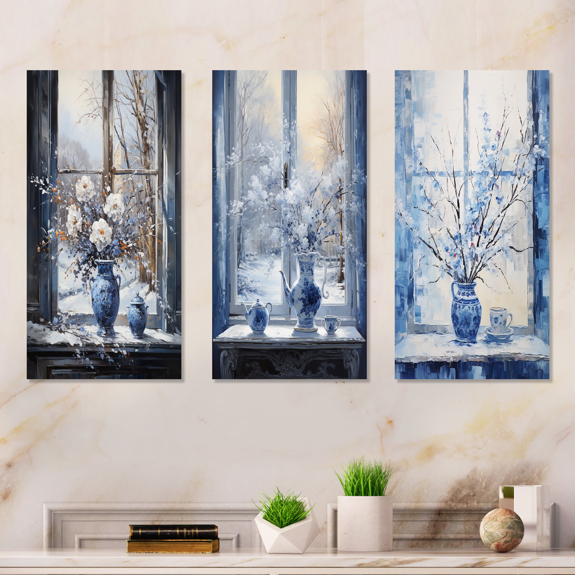 Lark Manor™ White And Blue Winter Window Still Life II - Winter ...