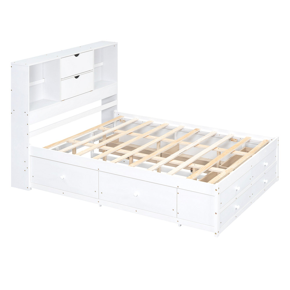 Red Barrel Studio® Platform Bed With Storage Headboard And 8 Drawers ...