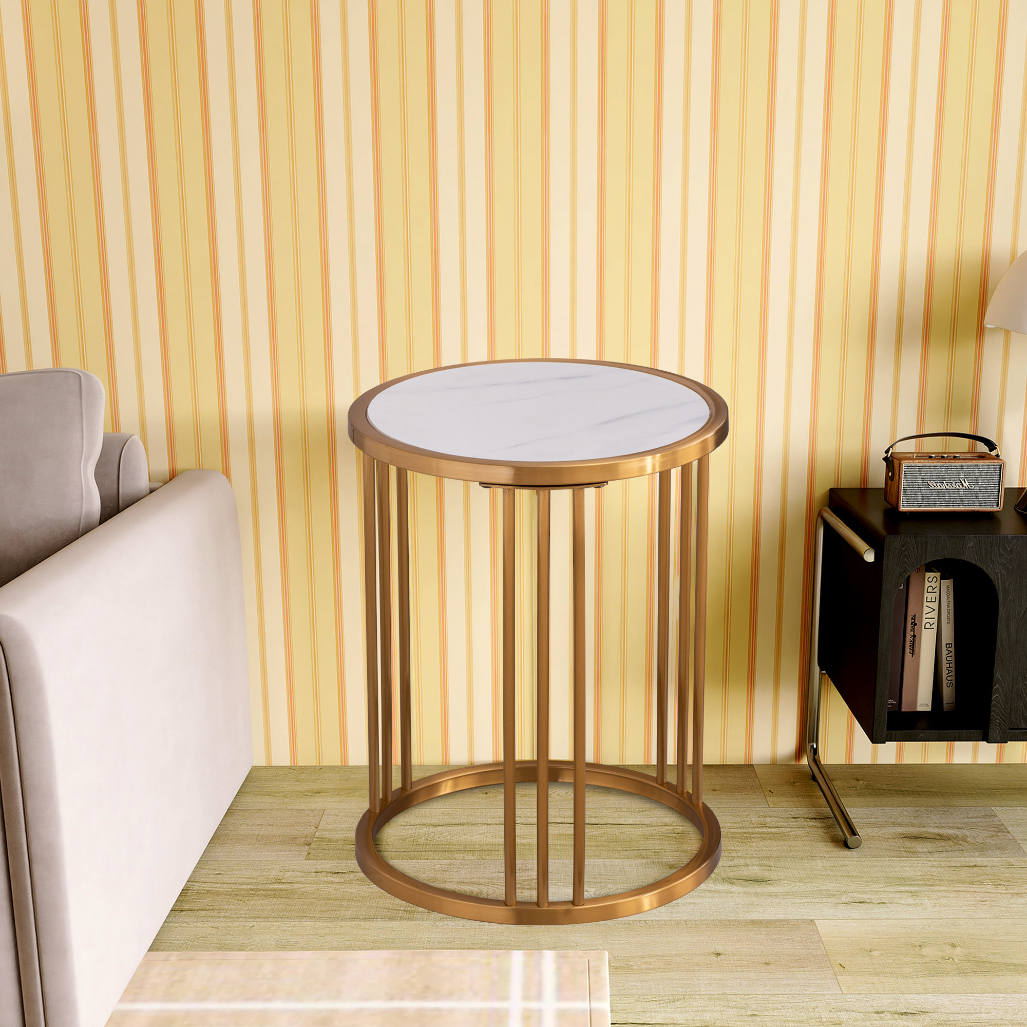 Mercer41 Yvanna End Table Small Side Table with Steel Frame | Wayfair