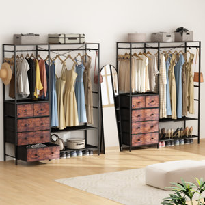 17 Stories Jalmer Clothes Rack with 5 Drawer & 4 Storage Shelf, 59"W*71 ...