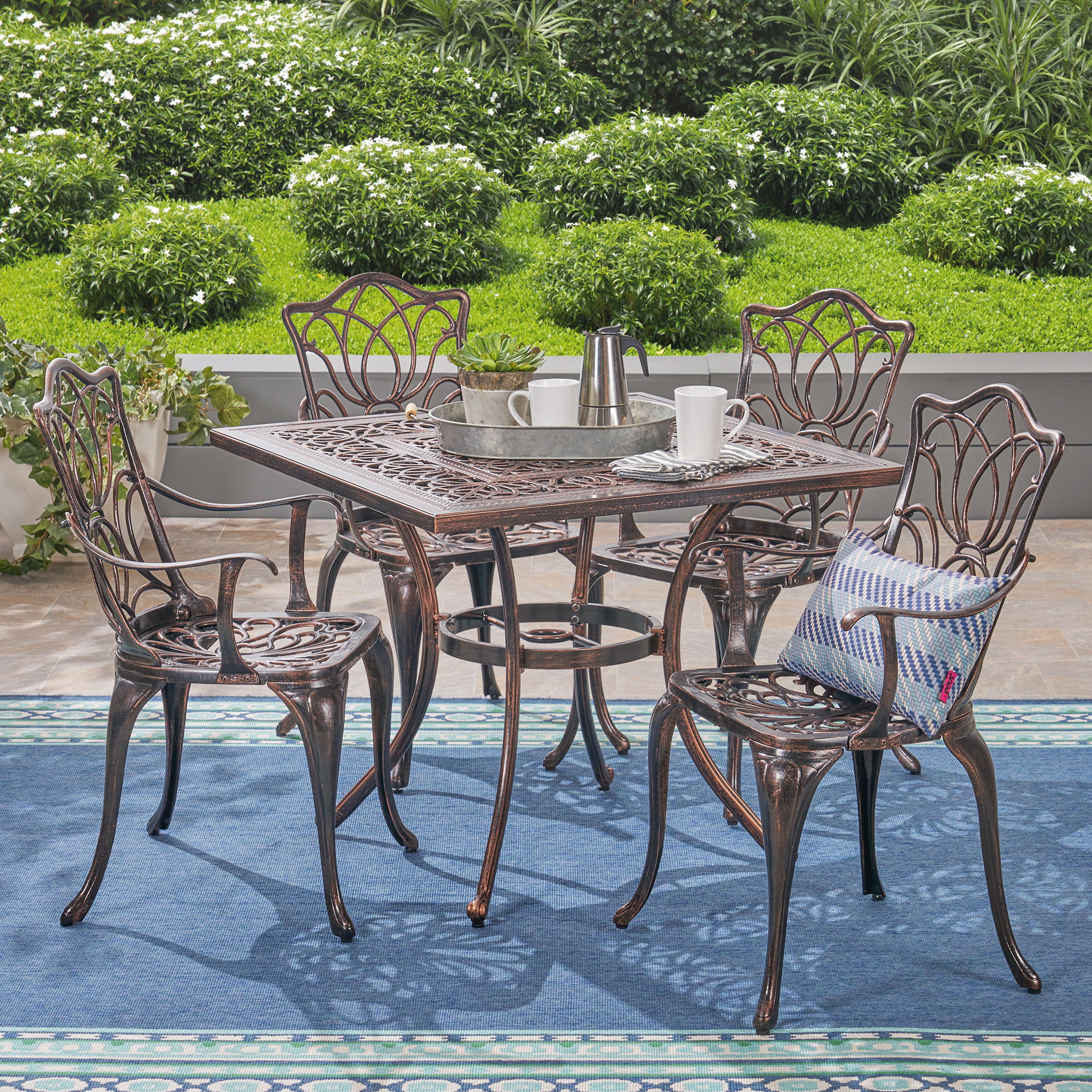 Fleur De Lis Living Bryton 4 - Person Square Outdoor Dining Set ...