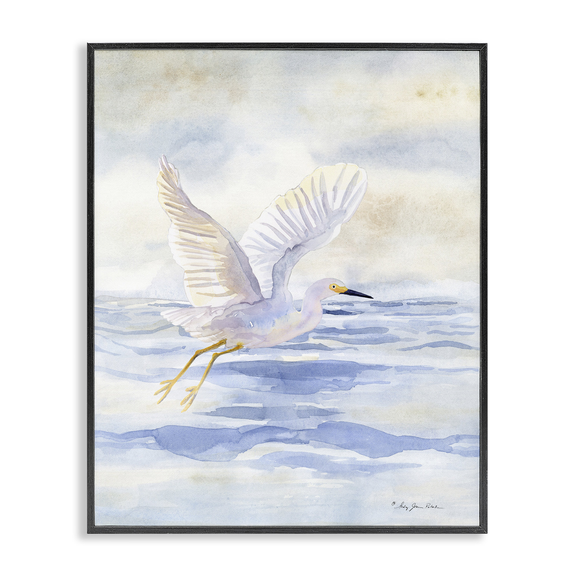 Stupell Industries Swan Flying Over Water Framed Giclee Art by Audrey ...