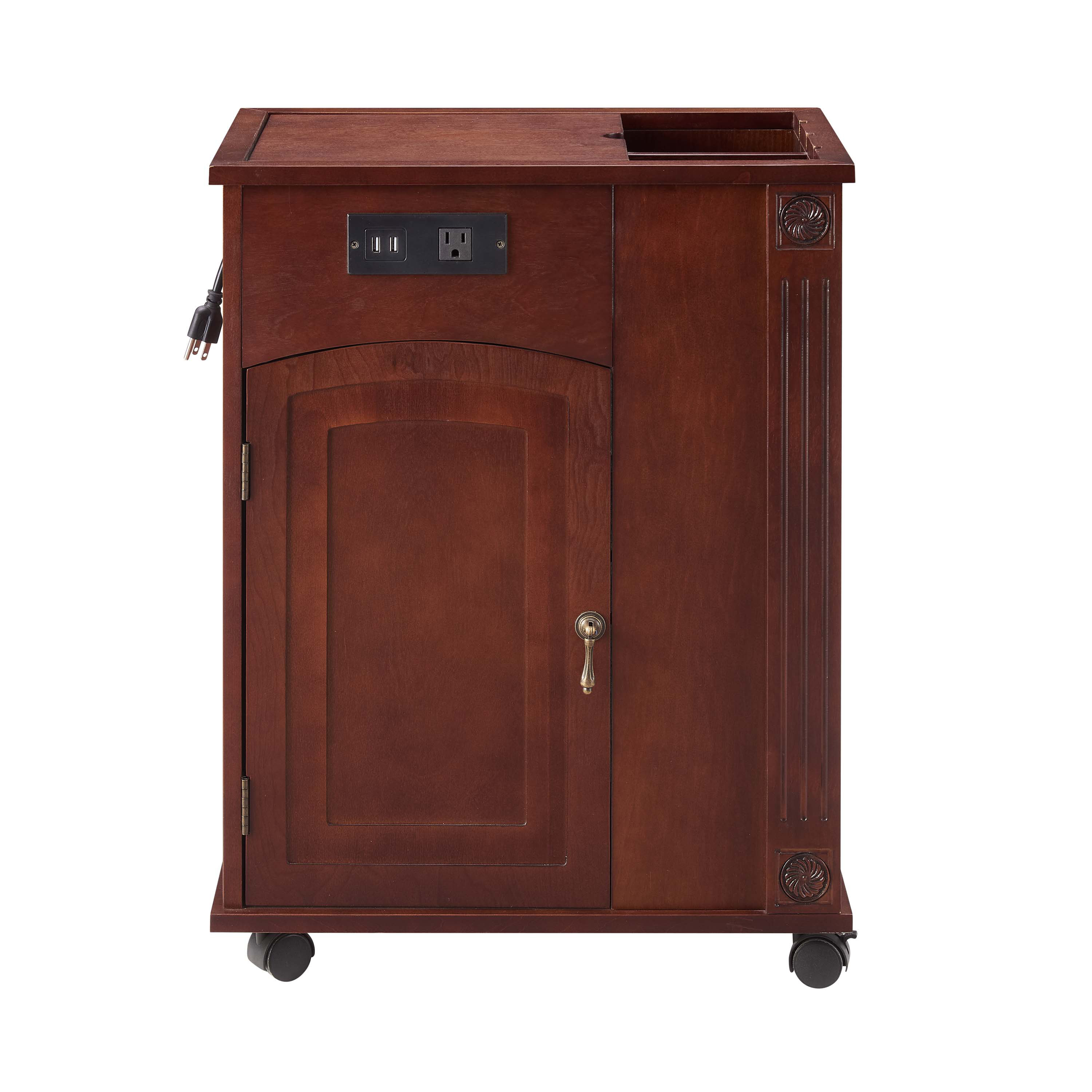 Alcott Hill Traditional End Table With Charging Station, Storage And ...