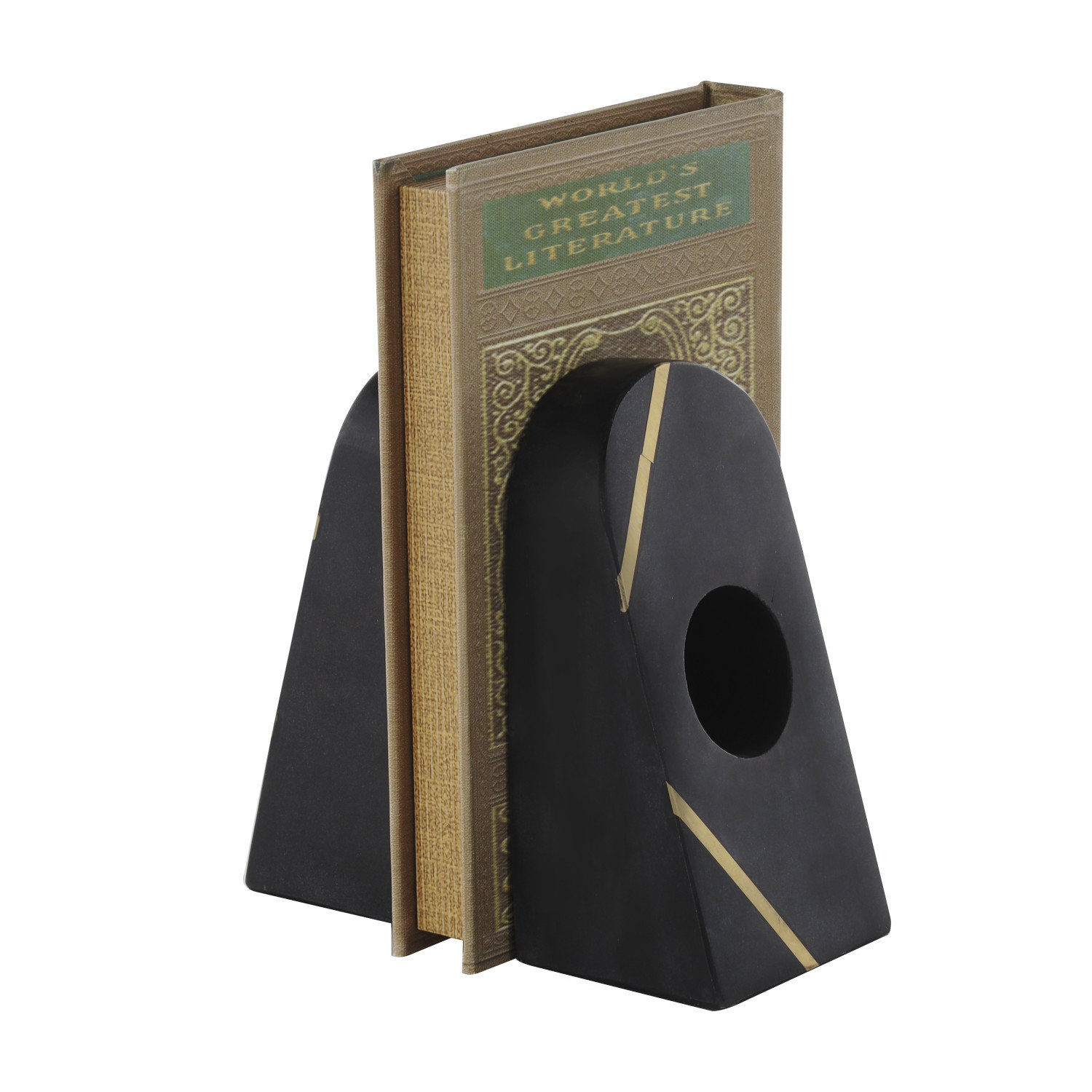 Mercer41 Marble Curved Pyramid Geometric Decorative Bookends with ...