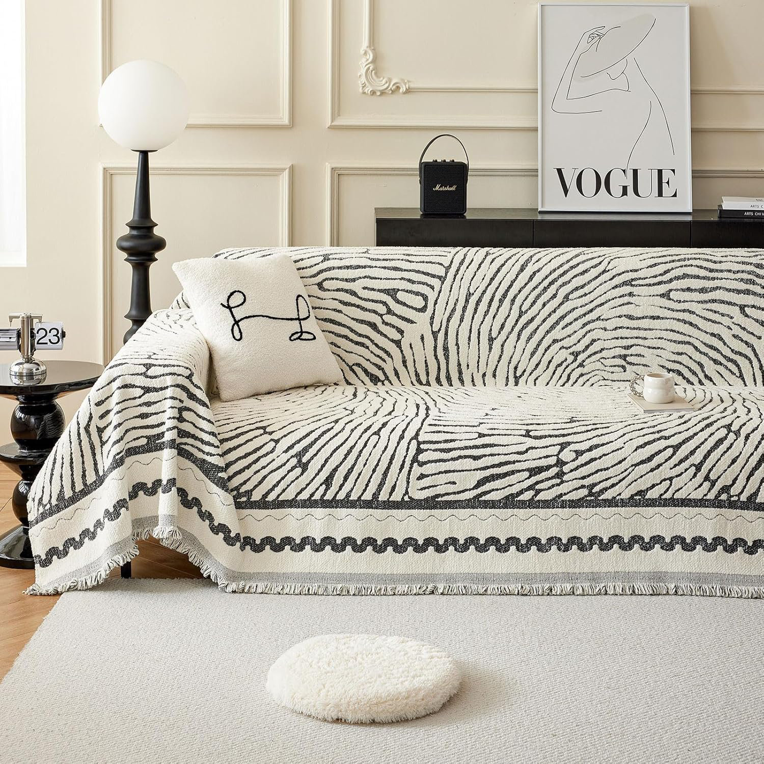 Latitude Run® Chenille Geometric Sectional Couch Cover Sofa | Wayfair