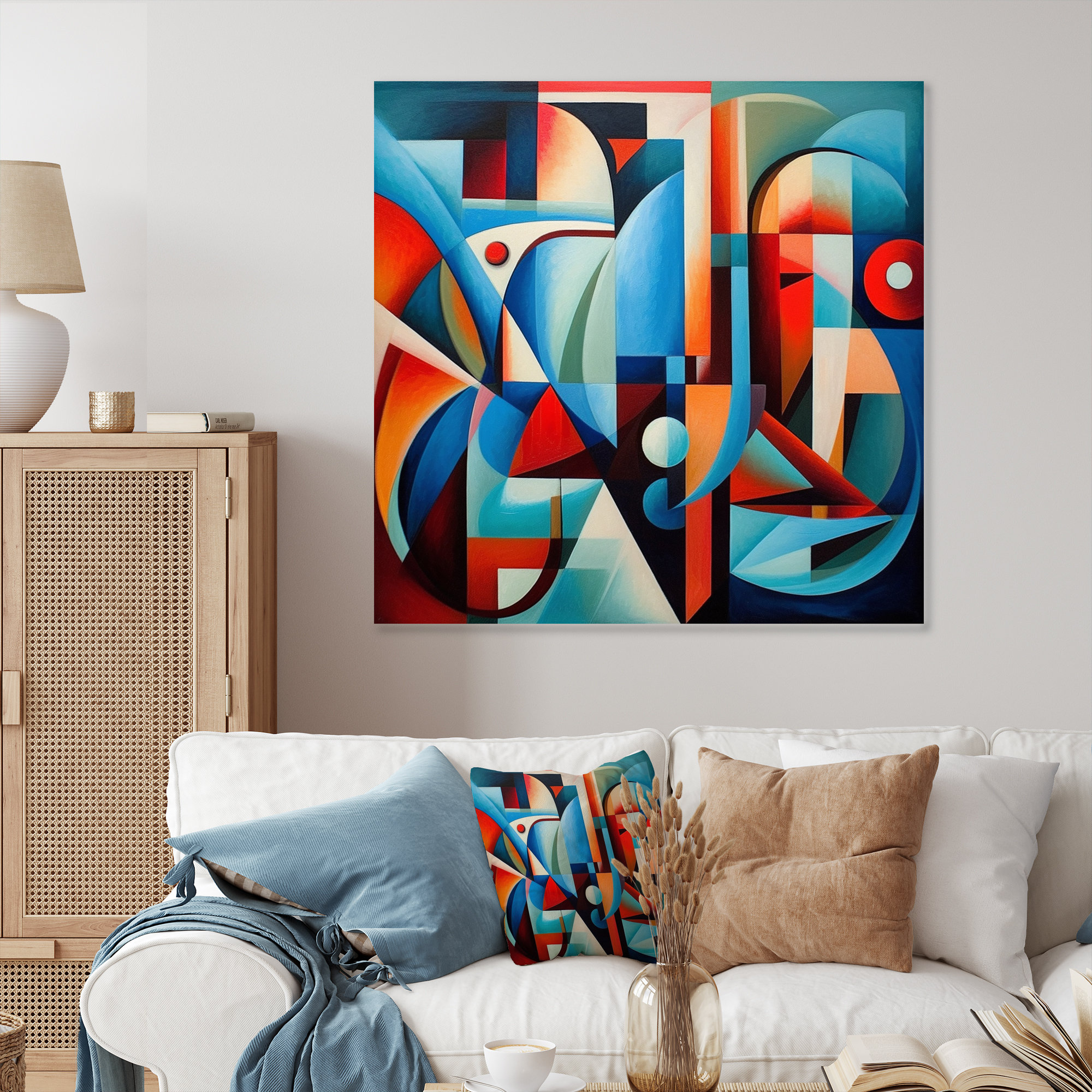 Ivy Bronx Orange Blue Geometry Unleashed III - Abstract Shapes Print on ...