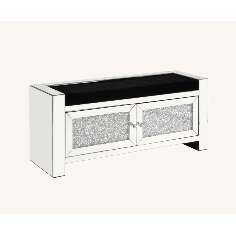 Mercer41 Noralie BENCH W/STORAGE Mirrored & Faux Diamonds | Wayfair