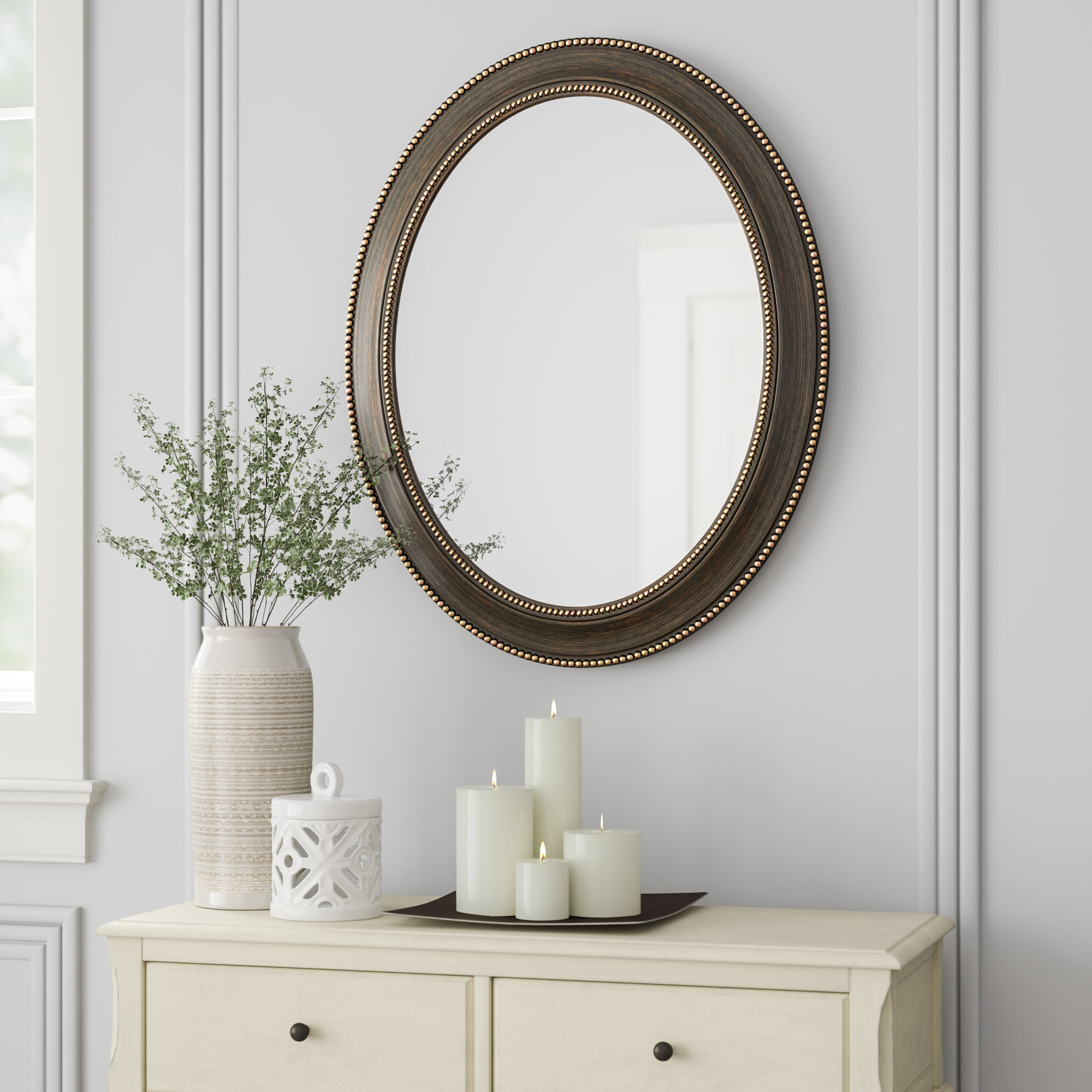 Charlton Home® Victorian Oval Plastic Wall Mirror 30 Inches & Reviews ...