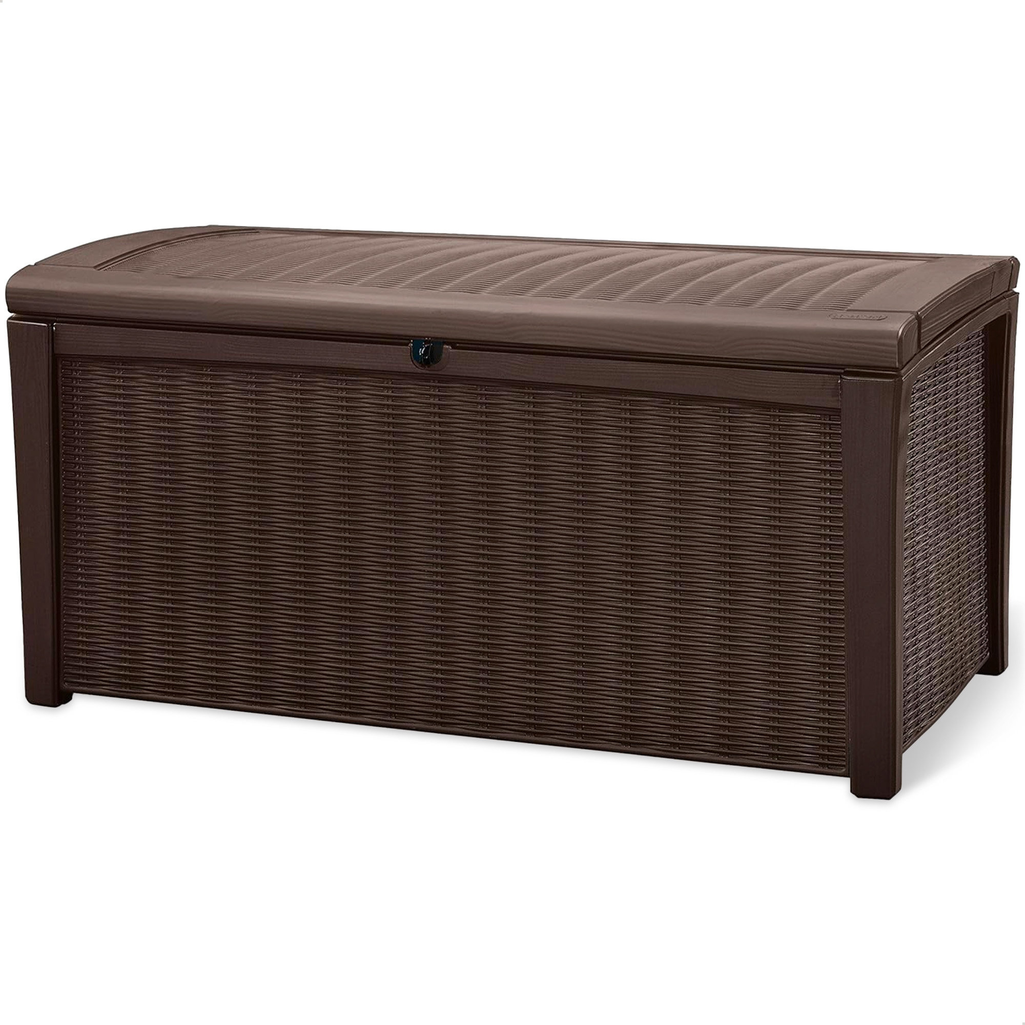 Keter Borneo 110 Gallon Rattan Wicker Resin Patio Deck Storage Box ...