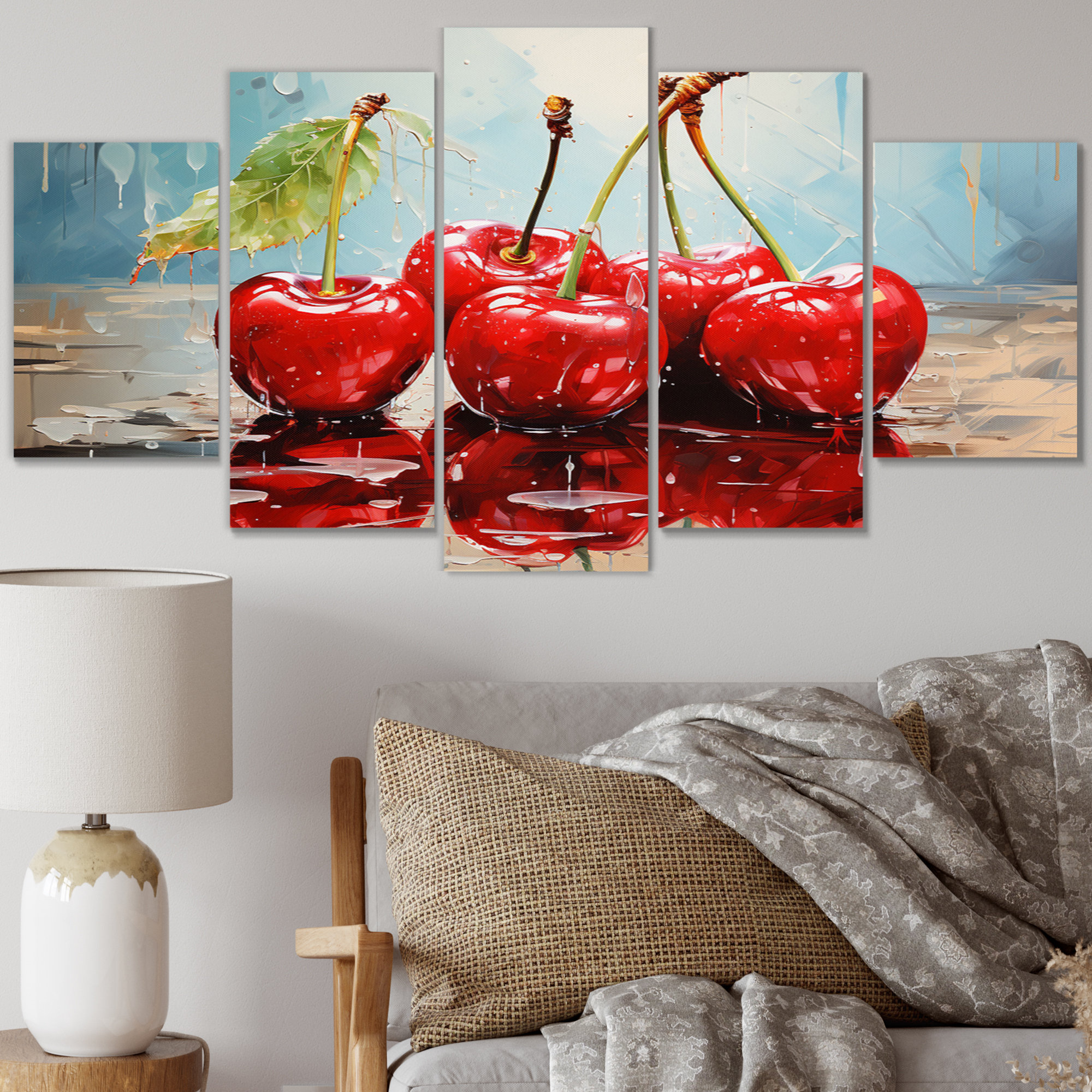Design Art Fruit Abstract Cherry Expressive I - Food & Beverage Metal ...