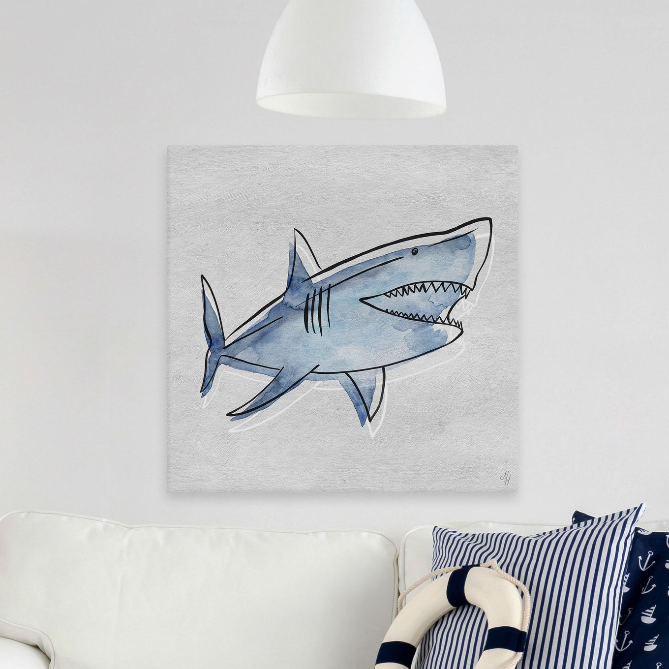 Isabelle & Max™ Cheeseman Great Shark Print on Wrapped Canvas - Wayfair ...