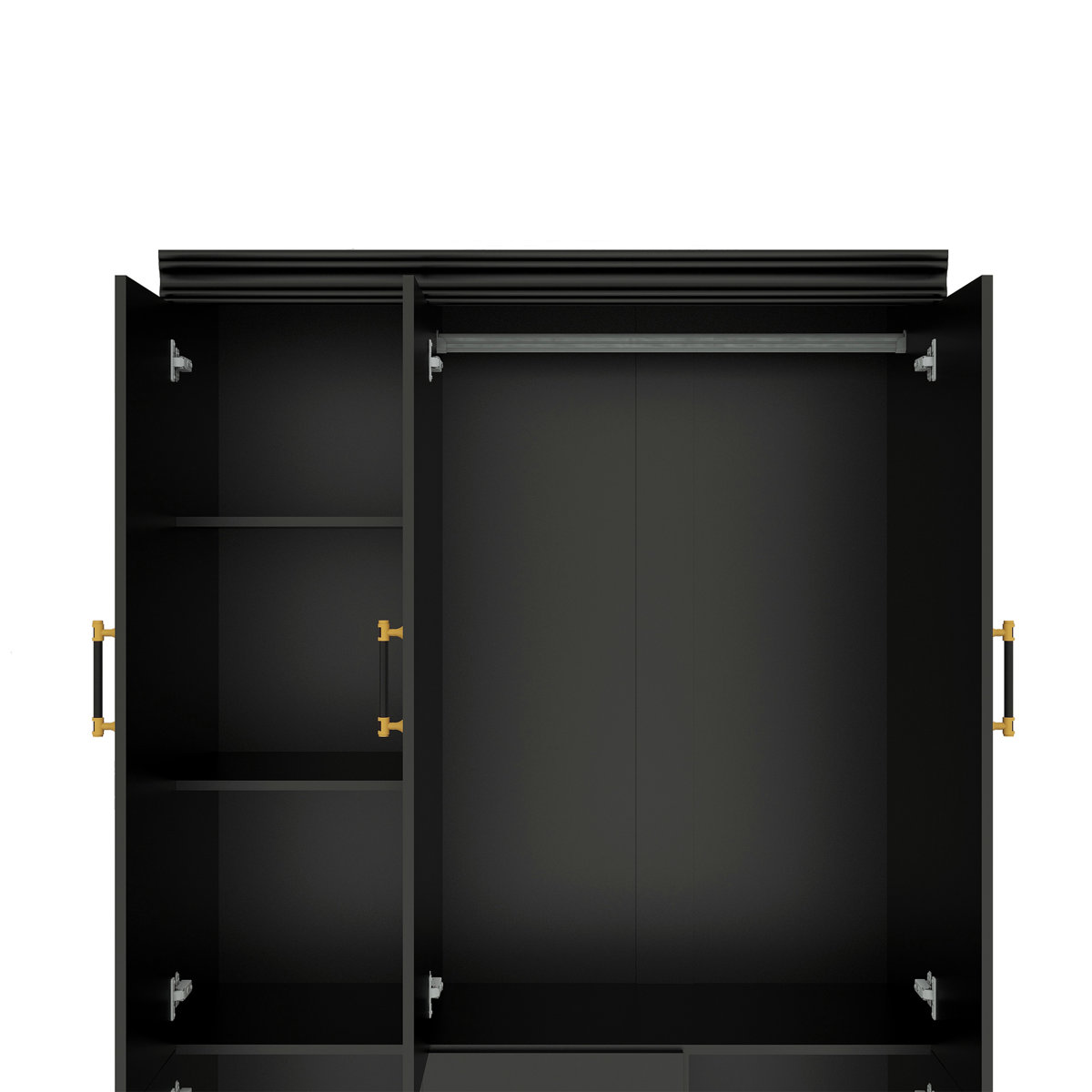 Lark Manor™ Freestanding Wardrobe Armoire with Mirror, Modern Black ...