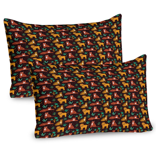 Ambesonne Zoo Pillow Sham 2 Pack Savannah Animal Wild Cats Motif 26"x20 ...