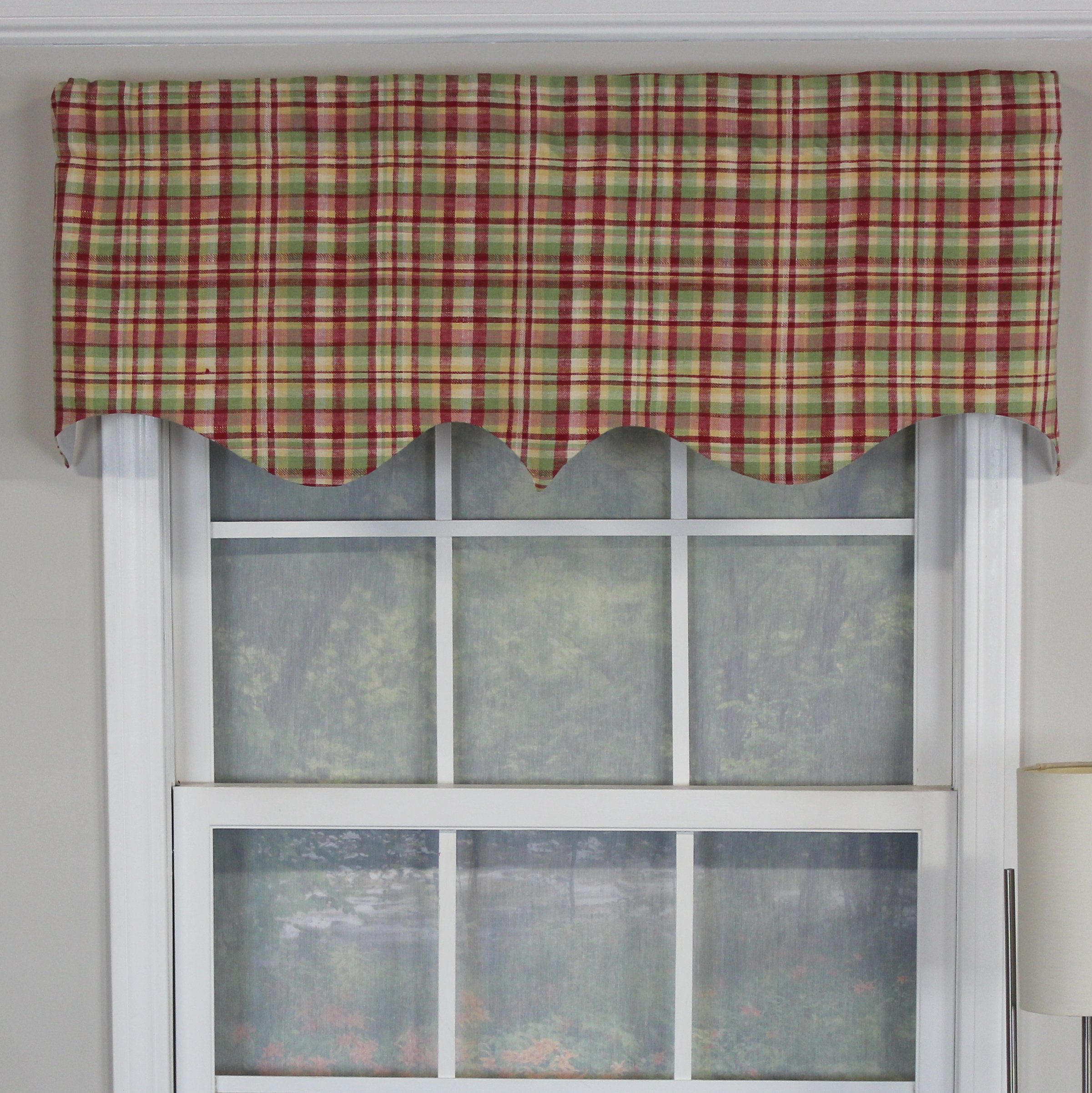 RLF Home Plaid Cotton Pointed 50" Window Valance | Wayfair