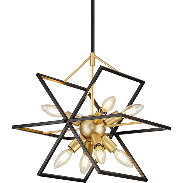 Mercer41 Modern Geometric Chandelier With Adjustable Height, 8-Light ...