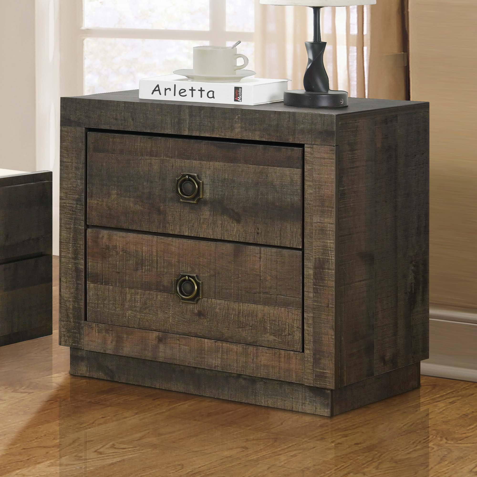 August Grove® Farmhouse Style 2 Drawers Nightstand | Wayfair