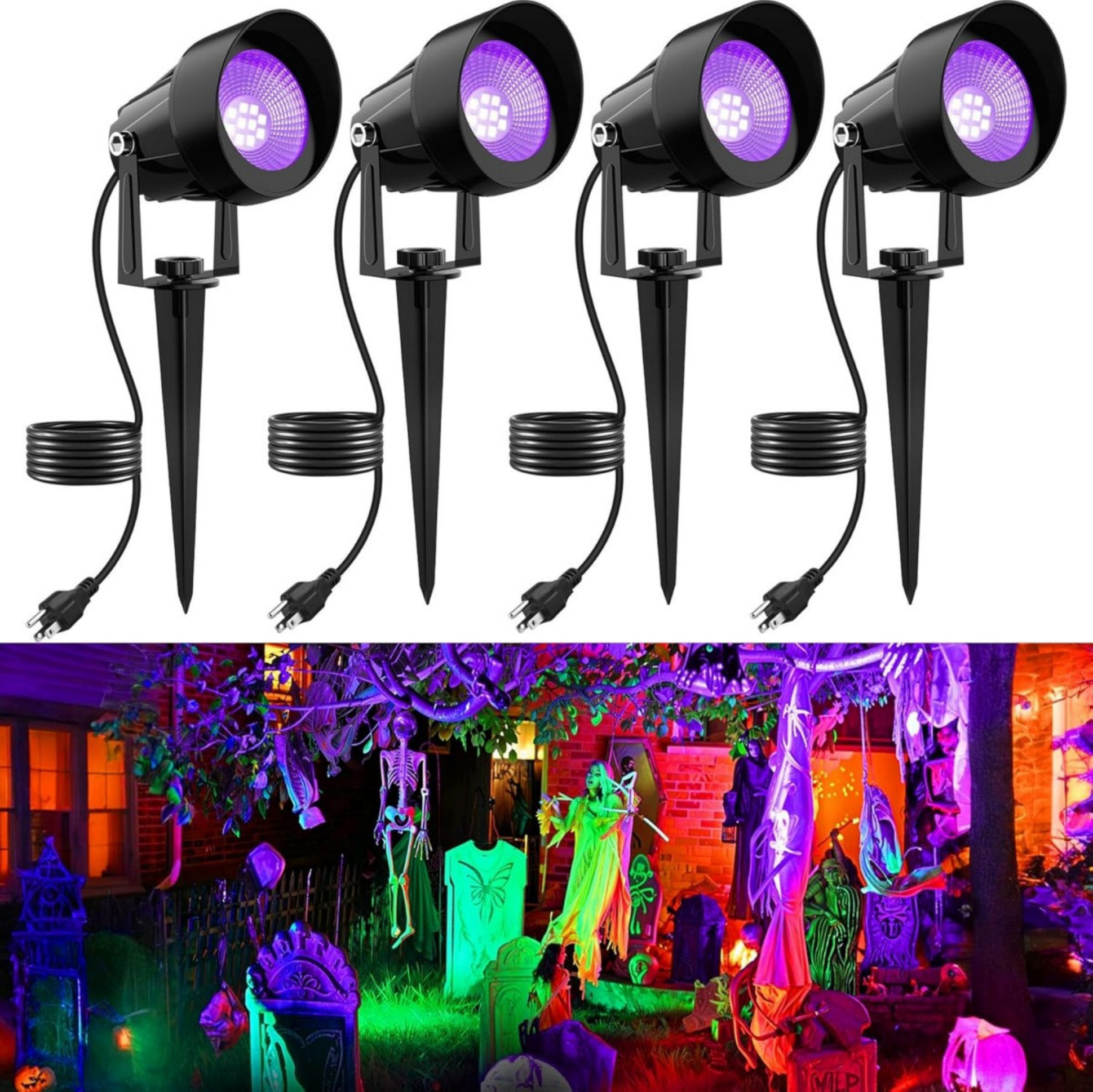 The Holiday Aisle® Halloween Outdoor Black Light Spotlight, LED Black ...