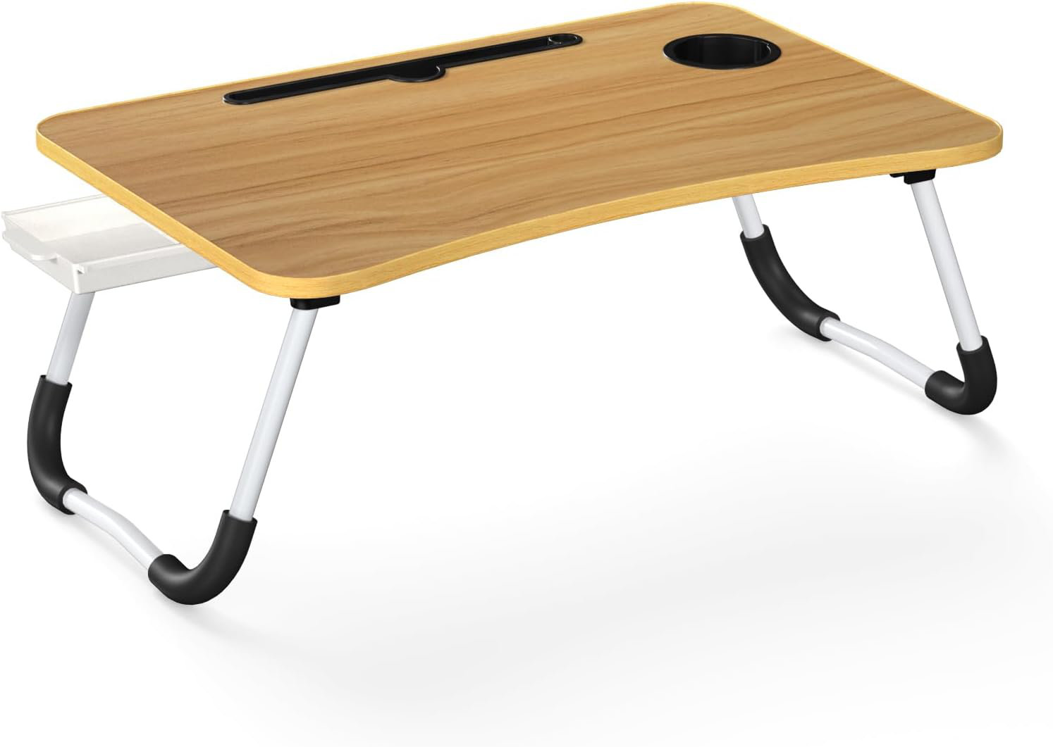 Inbox Zero Folding Lap Desk With Cup Holder, With Storage Drawer/Tablet ...