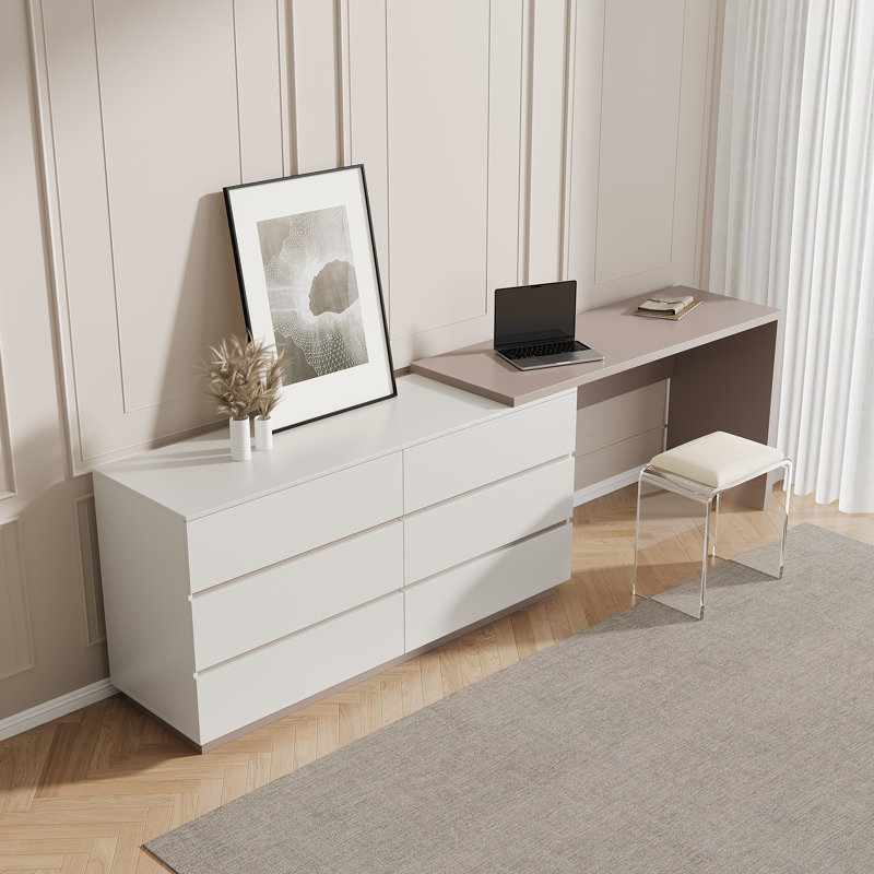Ivy Bronx Teracure Home Office Expandable Dresser Desk Combo | Wayfair