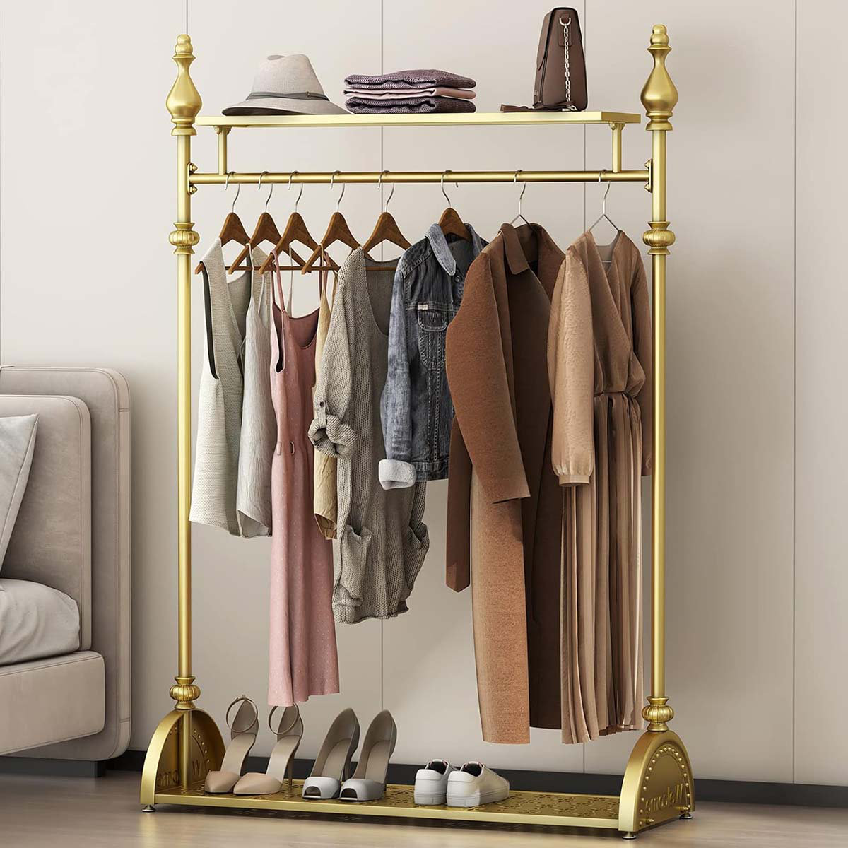 House of Hampton® Clothing Rack Gold, Industrial Clothes Rack For ...