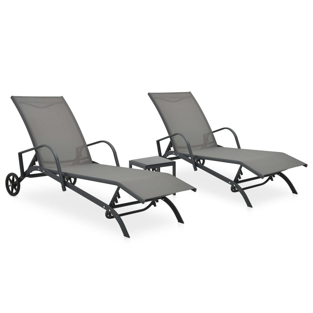 Latitude Run® Sun Lounger Steel and PVC-coated polyester Patio Garden ...