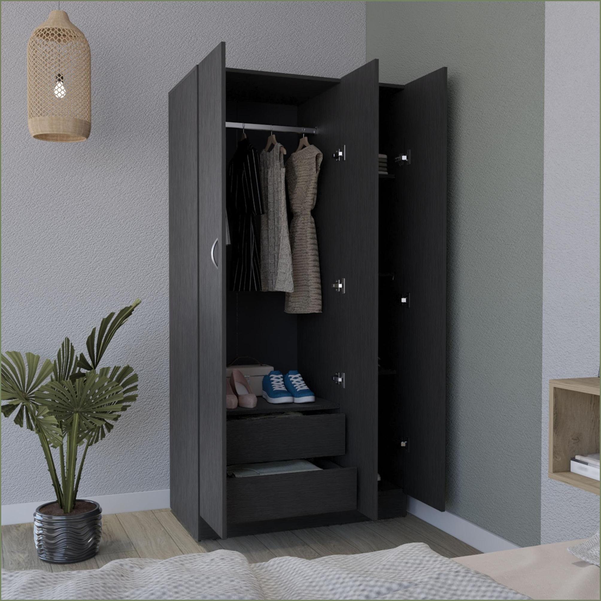 NFusion Armoires & Wardrobes | Classic 3-Door 2-Drawer Wardrobe with 4 ...