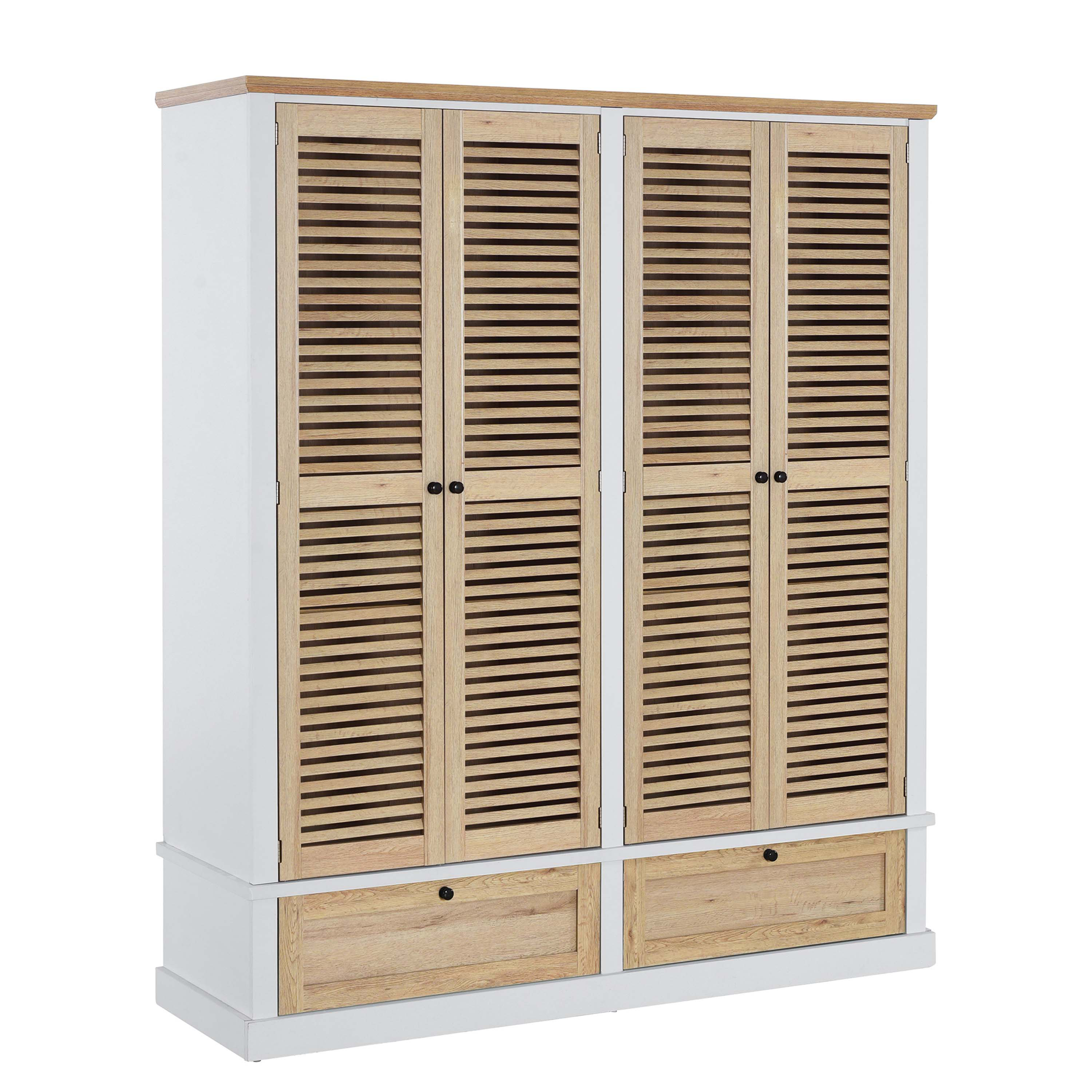 Lark Manor™ 4 Shutter Door Wardrobe Armoire Closet with 2 Drawers ...