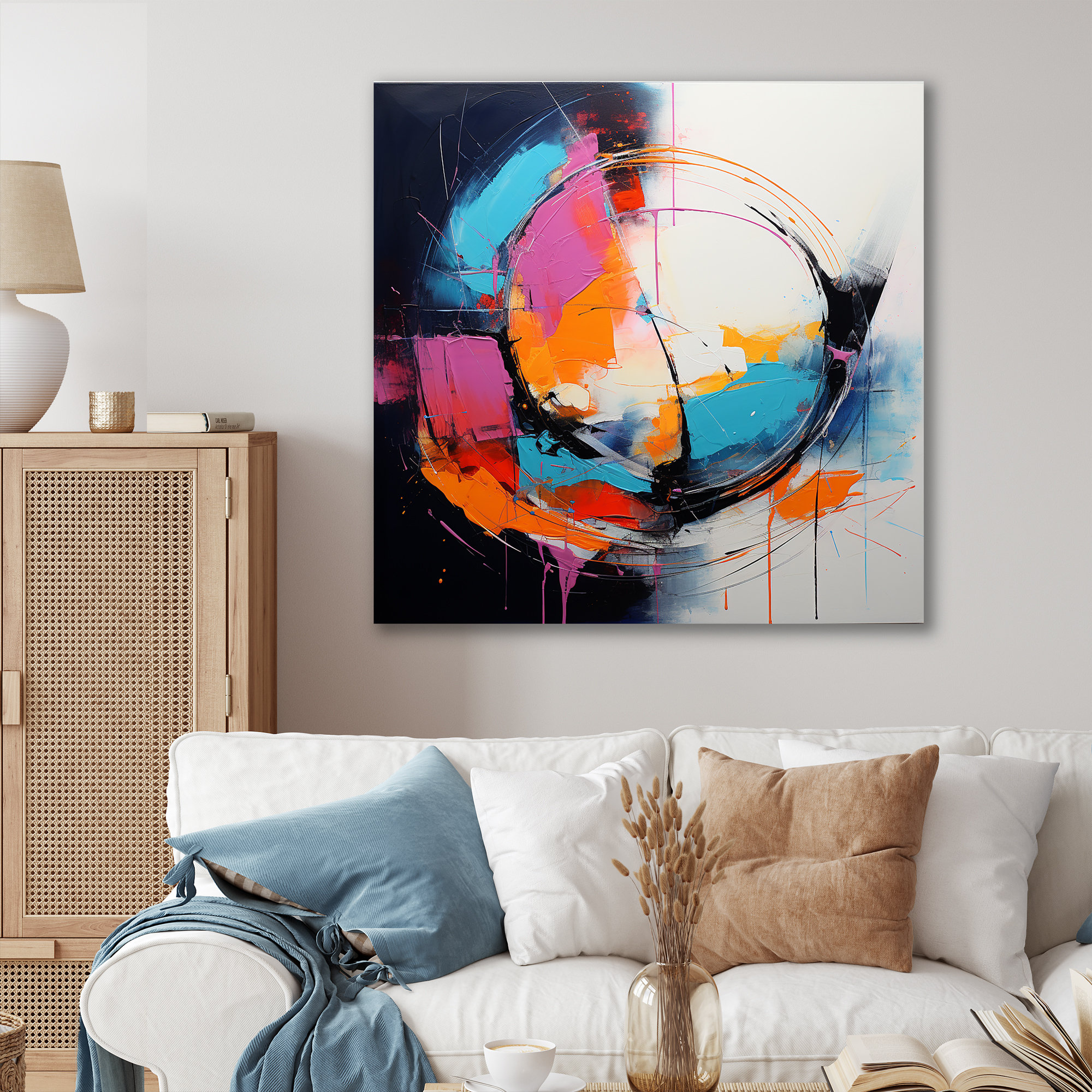 Wrought Studio Blue And Pink Paint Ink Expression III - Fractal Wall ...