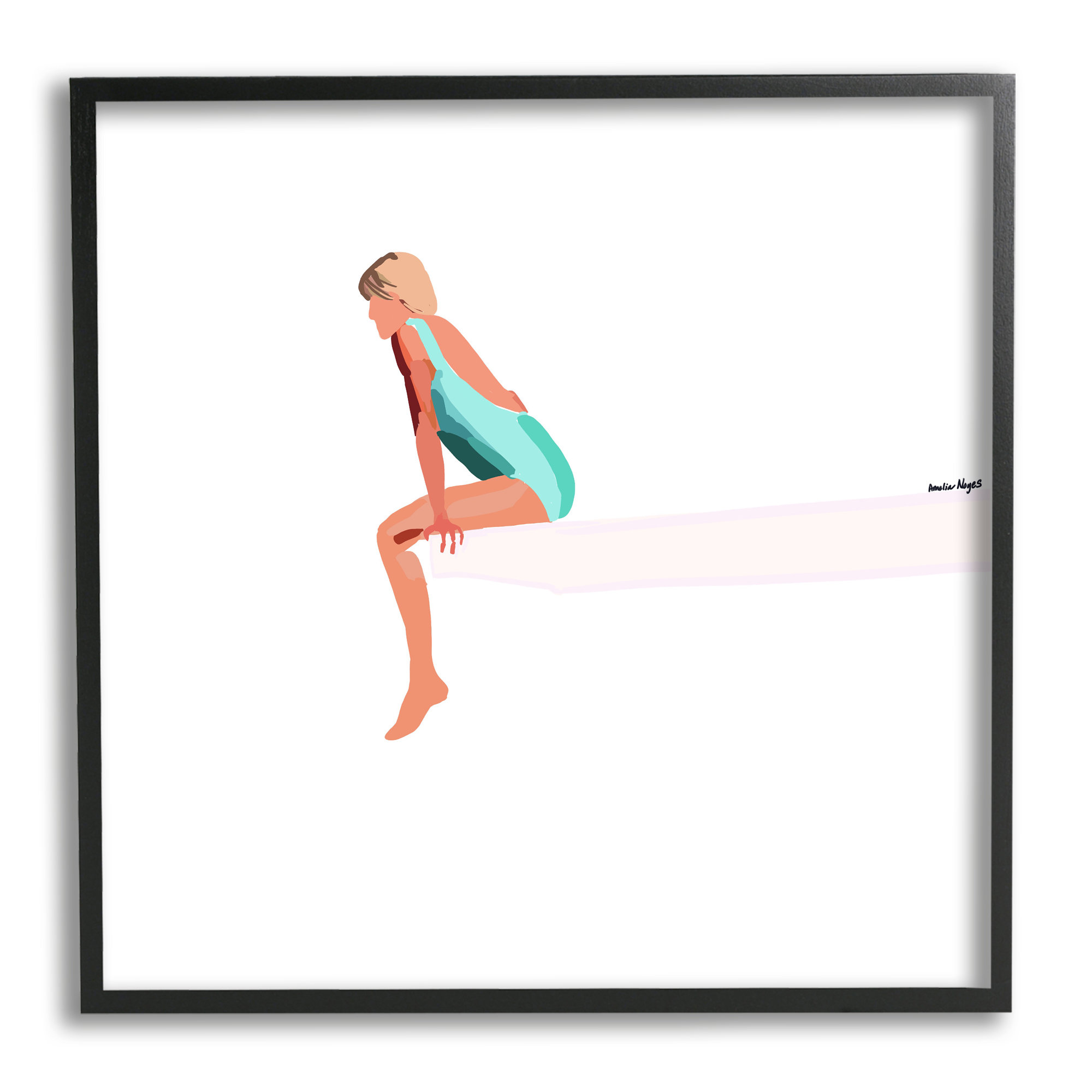 Stupell Industries Woman Sitting Diving Board Summer Beach Pool Art By ...